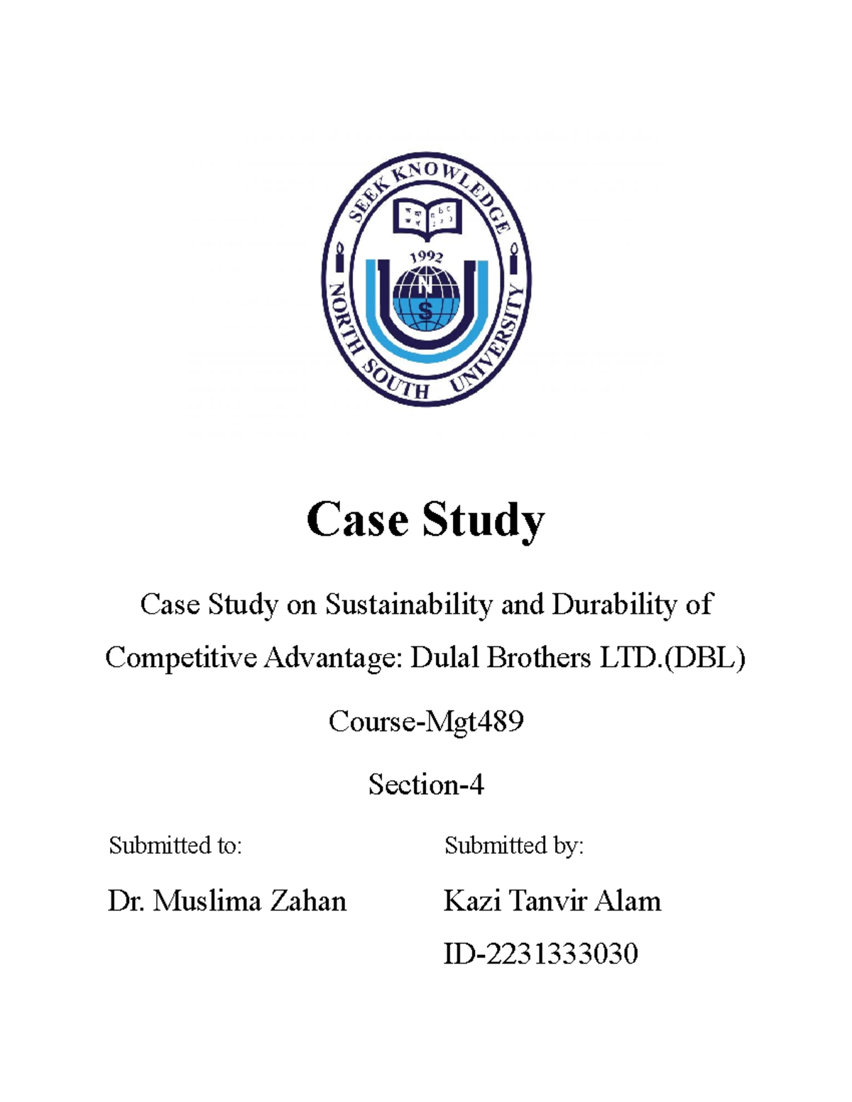 Mgt489 Case Study on DBL's Competitive Advantage & Sustainability - Studocu