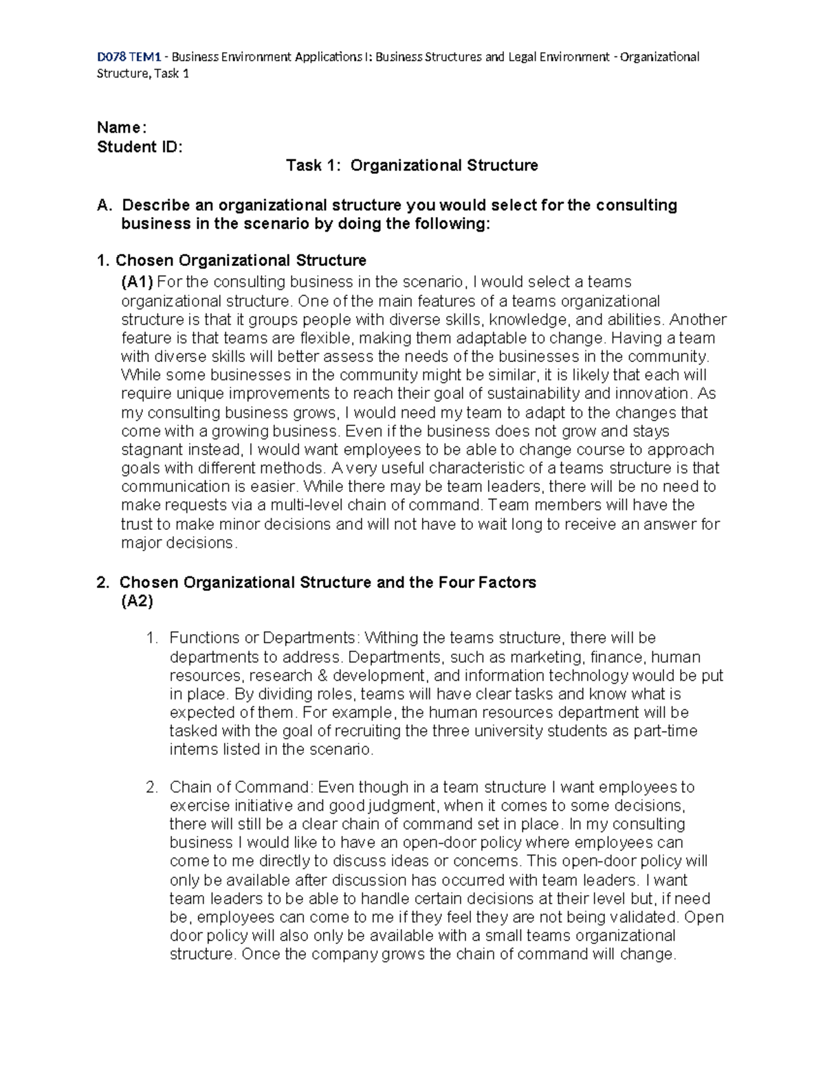 D078 TEM1 Business Environment: Consulting Business Structure Analysis ...