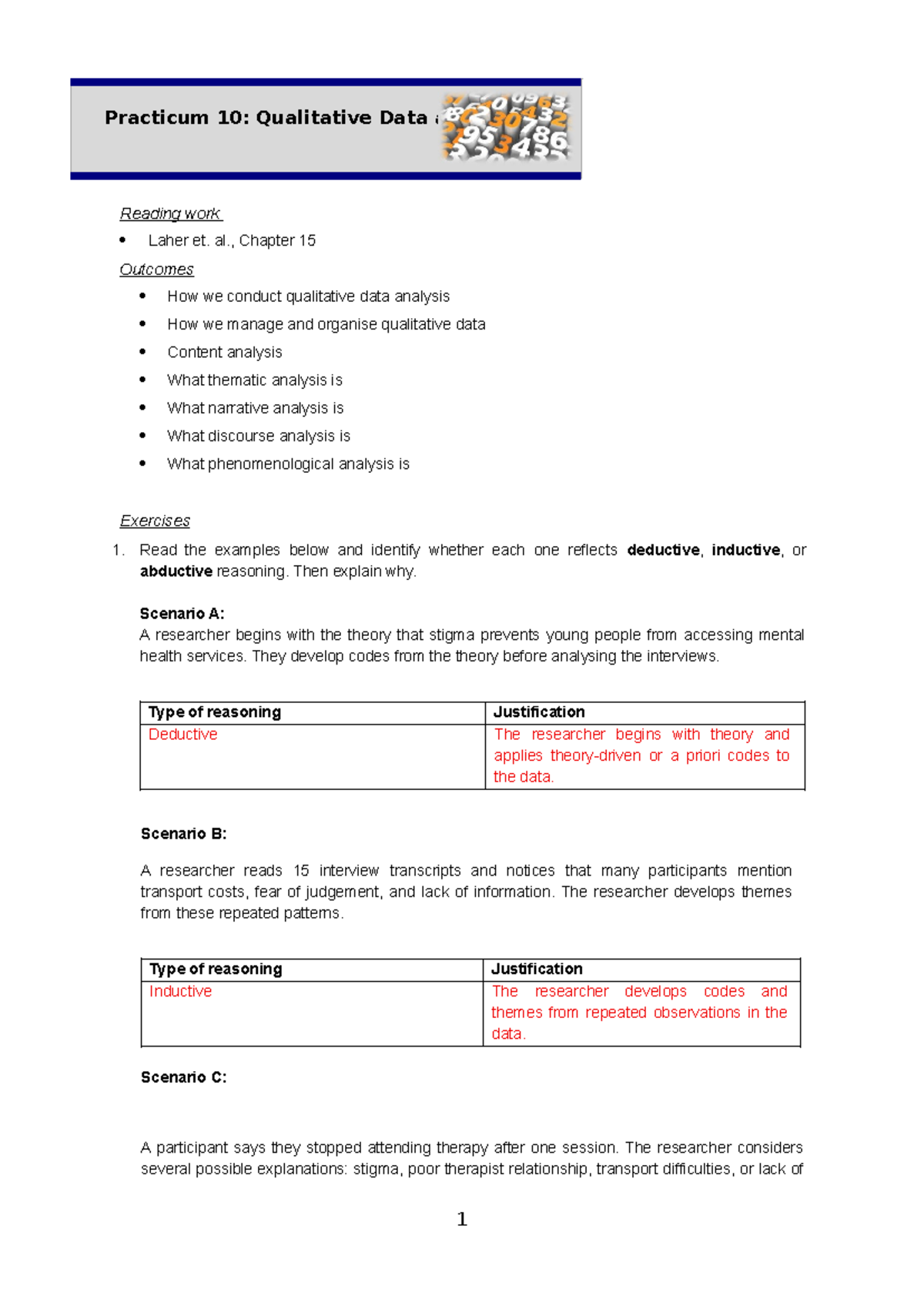 Practicum 10 Activity: Qualitative Data Analysis in PSRM3714 - Studocu