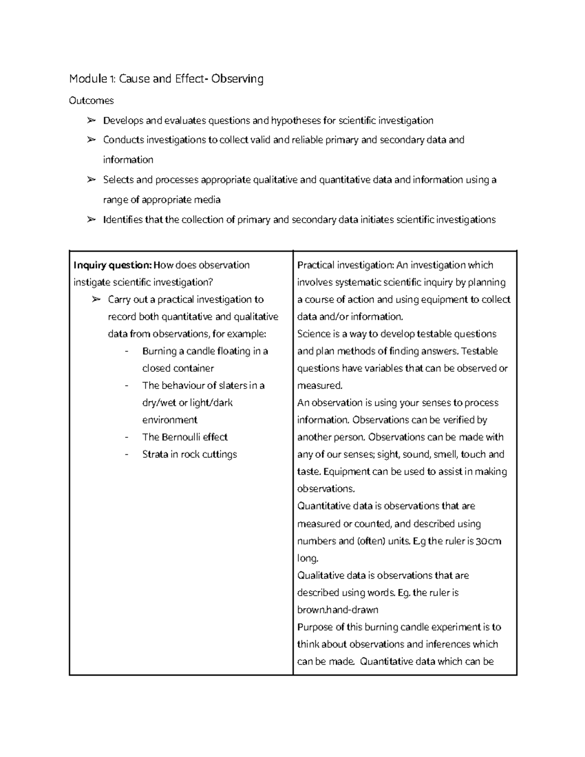 Year 11 Science 65404: Cause and Effect Inquiry Notes - Studocu