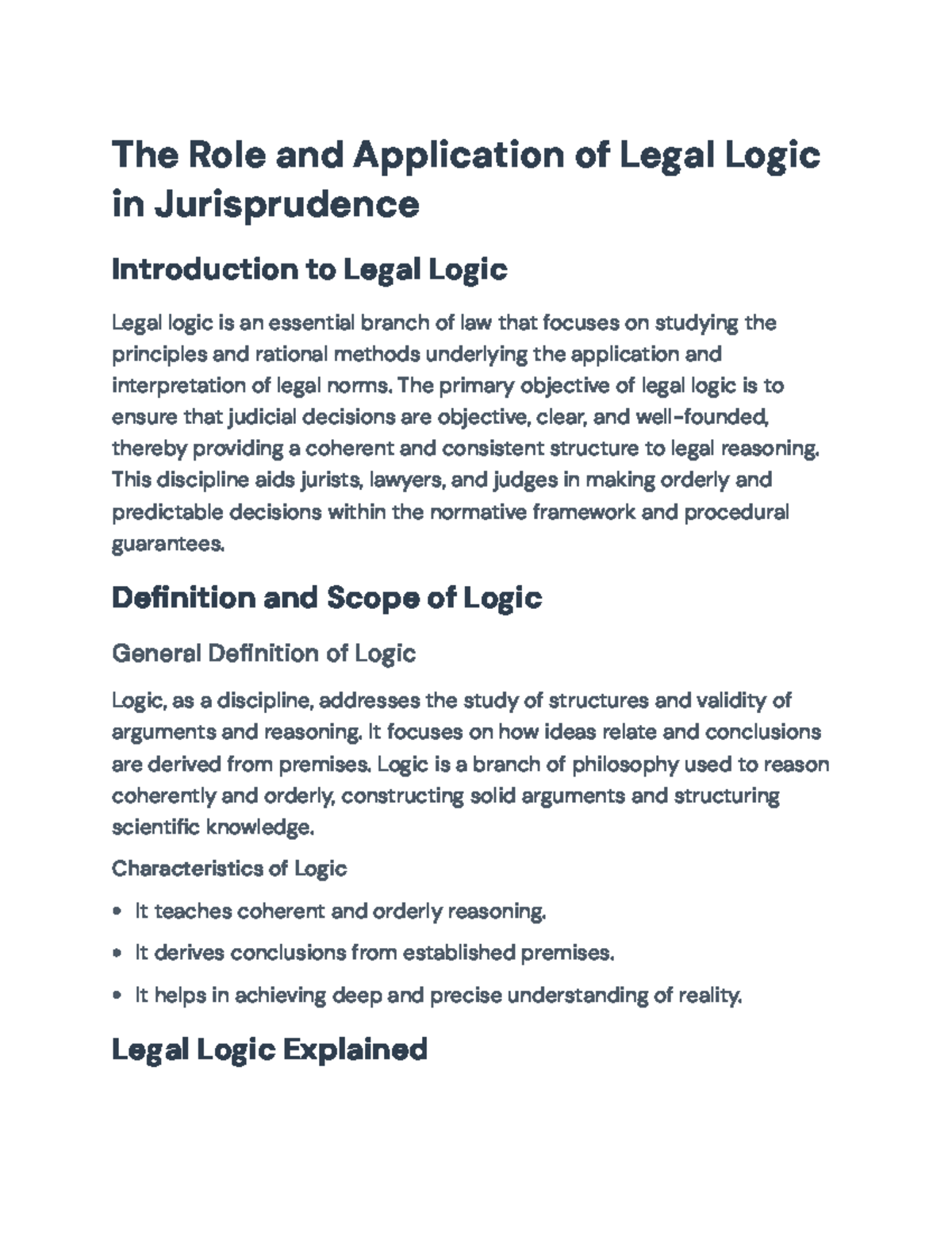 The Role and Application of Legal Logic in Jurisprudence - The Role and ...
