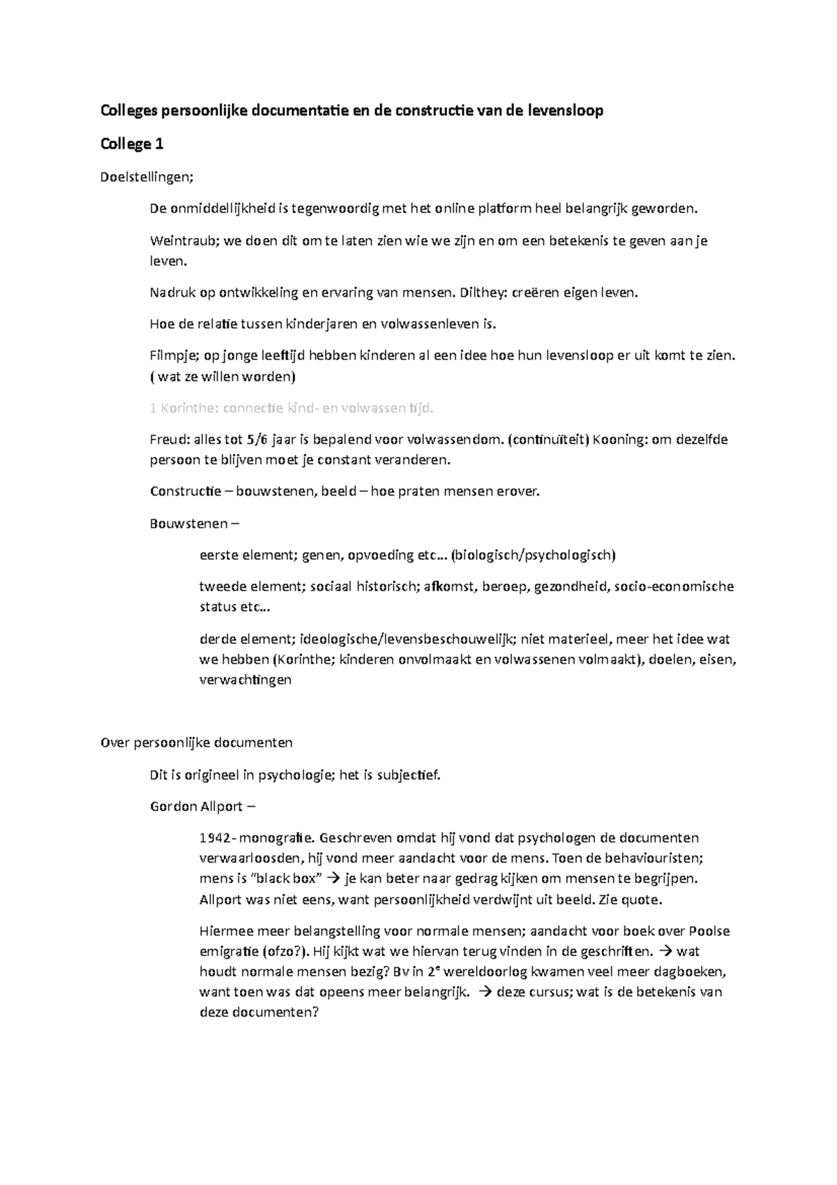 Persoonlijke documentatie colleges - Colleges persoonlijke documentatie ...