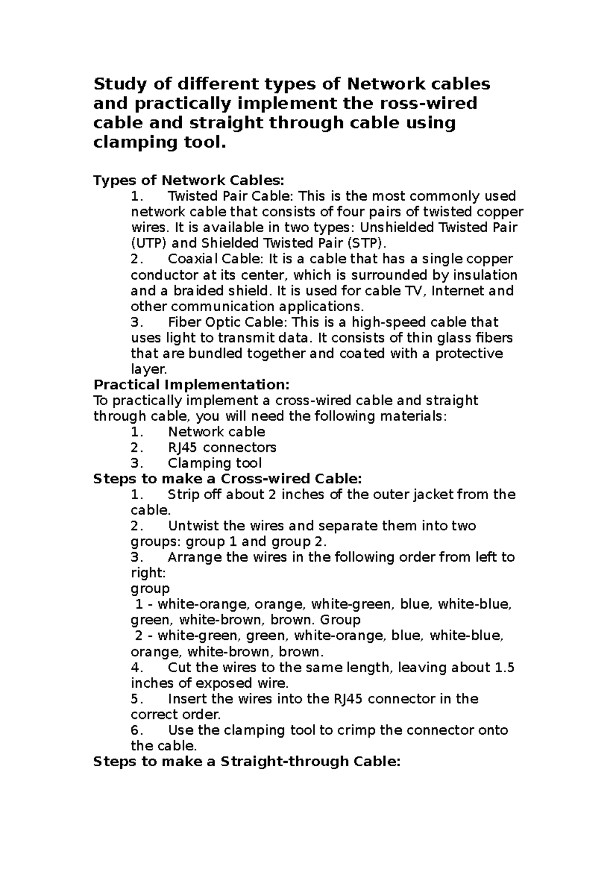 Computer Network Lab Notes: Cables, Commands & Device Configurations ...