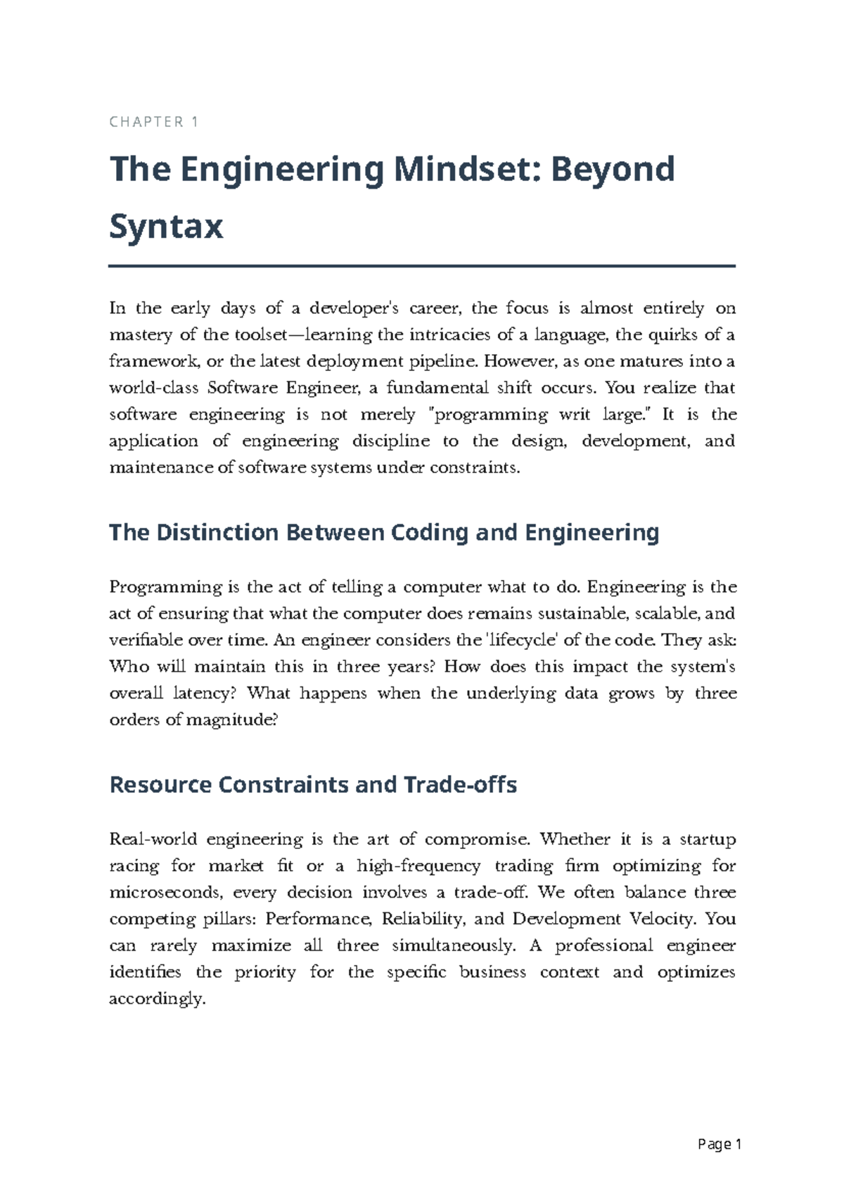 CHAPTER 1: The Engineering Mindset in Software Development - Studocu