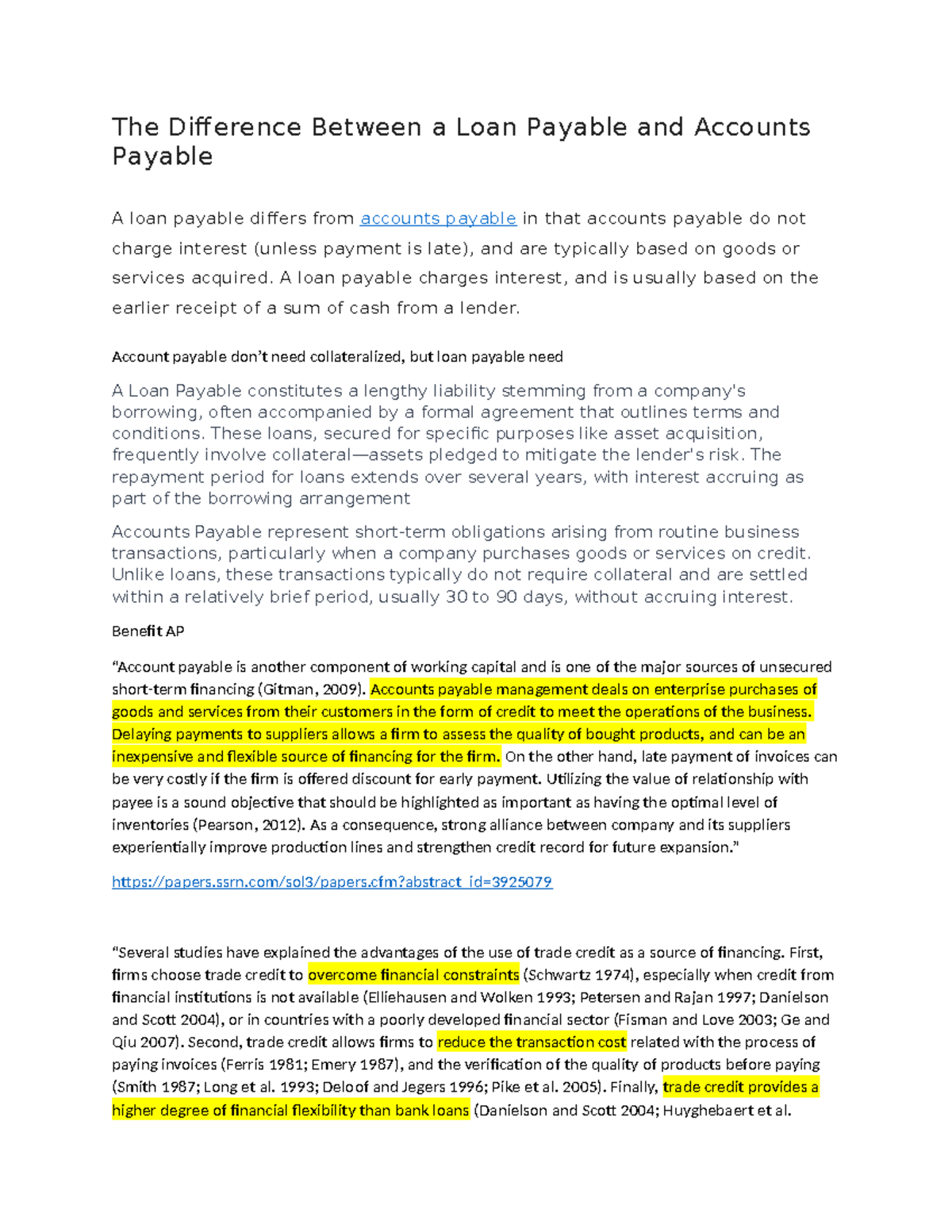 Understanding Loan Payable vs. Accounts Payable: Key Differences - Studocu