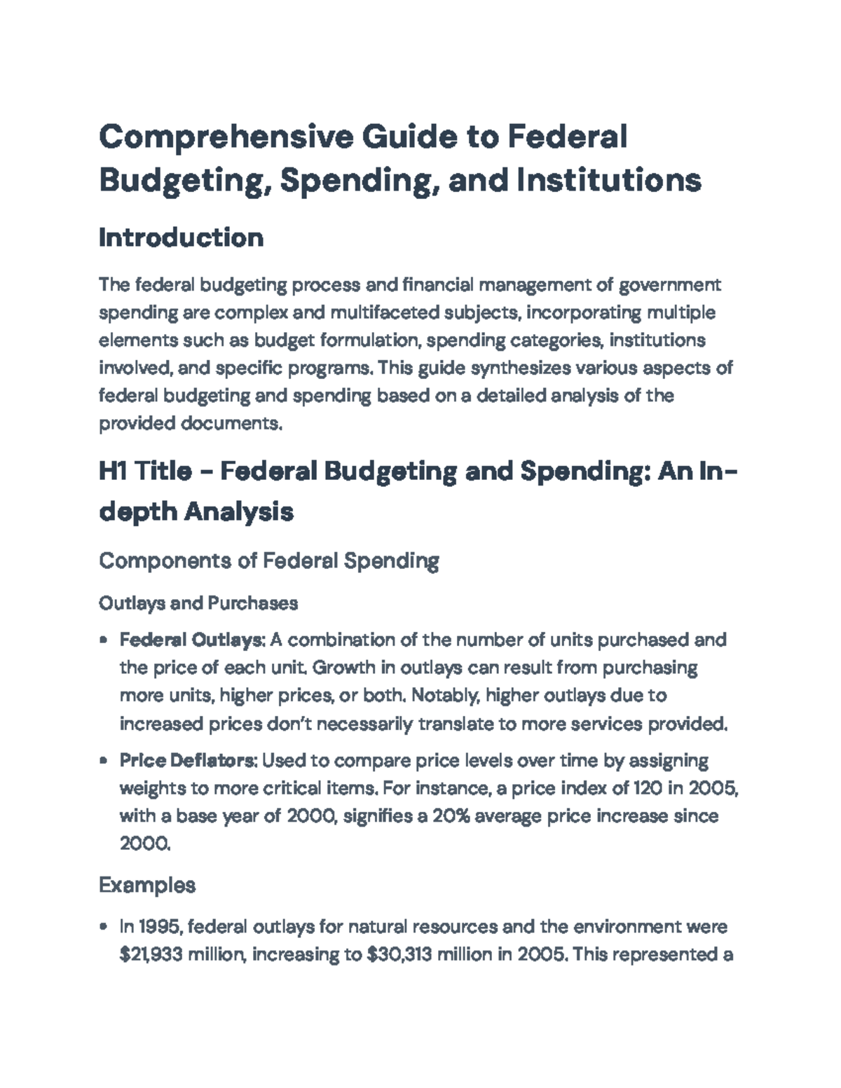 Federal Budgeting and Spending: A Detailed Overview and Analysis ...