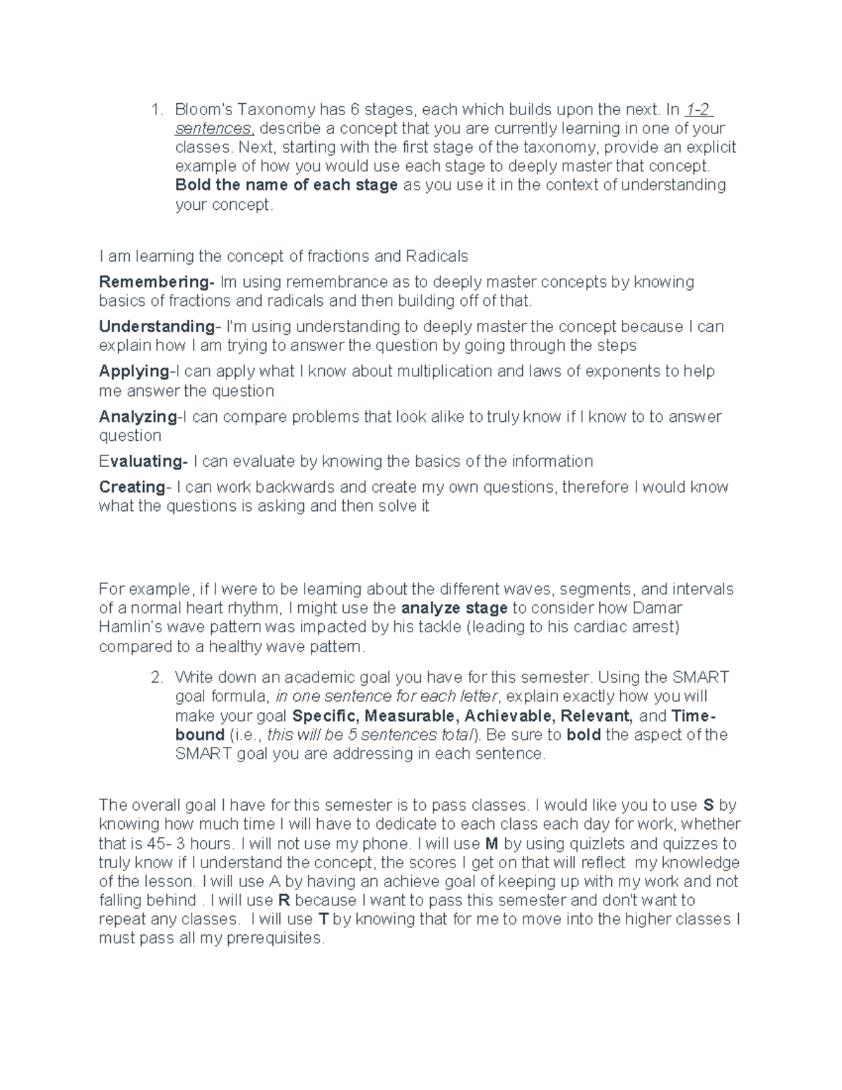 3.4 Reflection: Mastering Fractions & Radicals with SMART Goals - Studocu