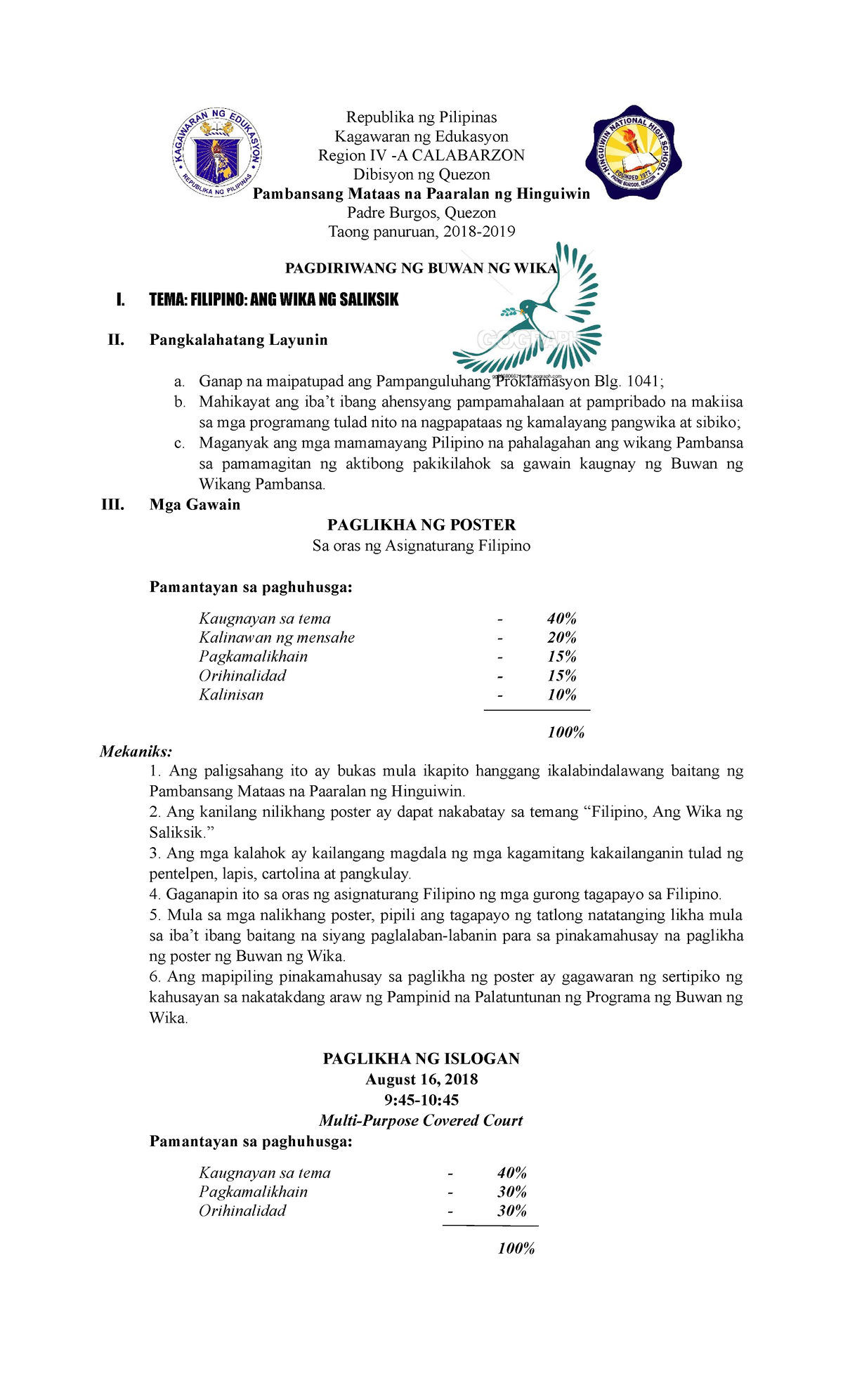 419414731 Project Proposal Para Sa Buwan Ng Wika - Republika ng ...