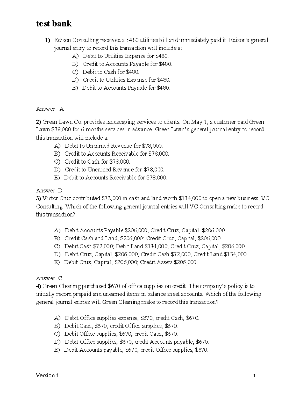 Fundamental Accounting Principles (ACC101) Chapter 2 Test Bank - Studocu