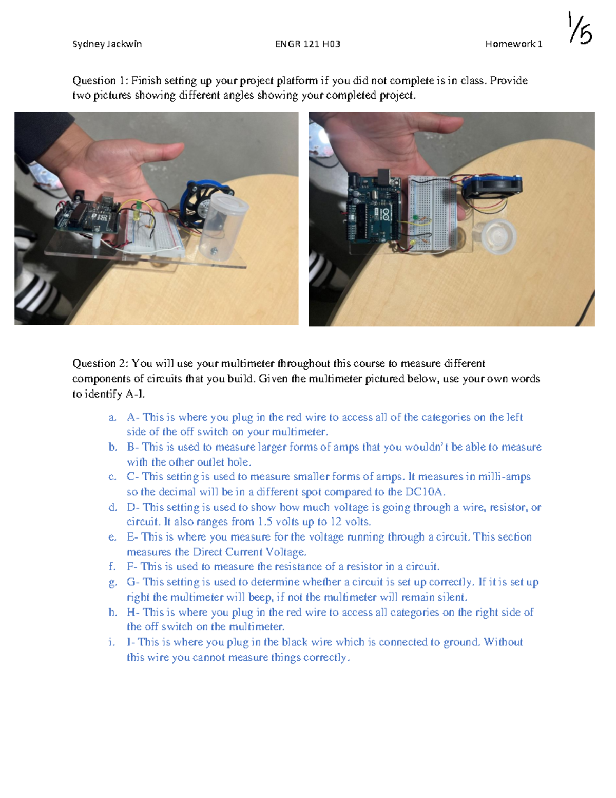 ENGR 121 HW 1 - Multimeter Setup and Professional Development Events - Studocu