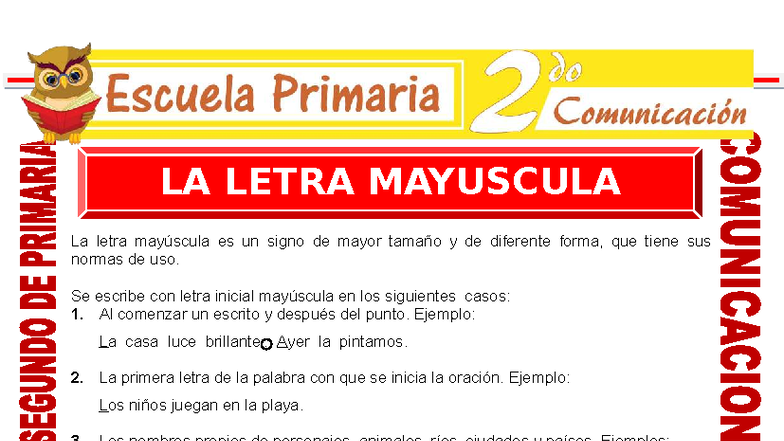 Segundo de Primaria: La Letra Mayúscula - Normas y Ejercicios - Studocu
