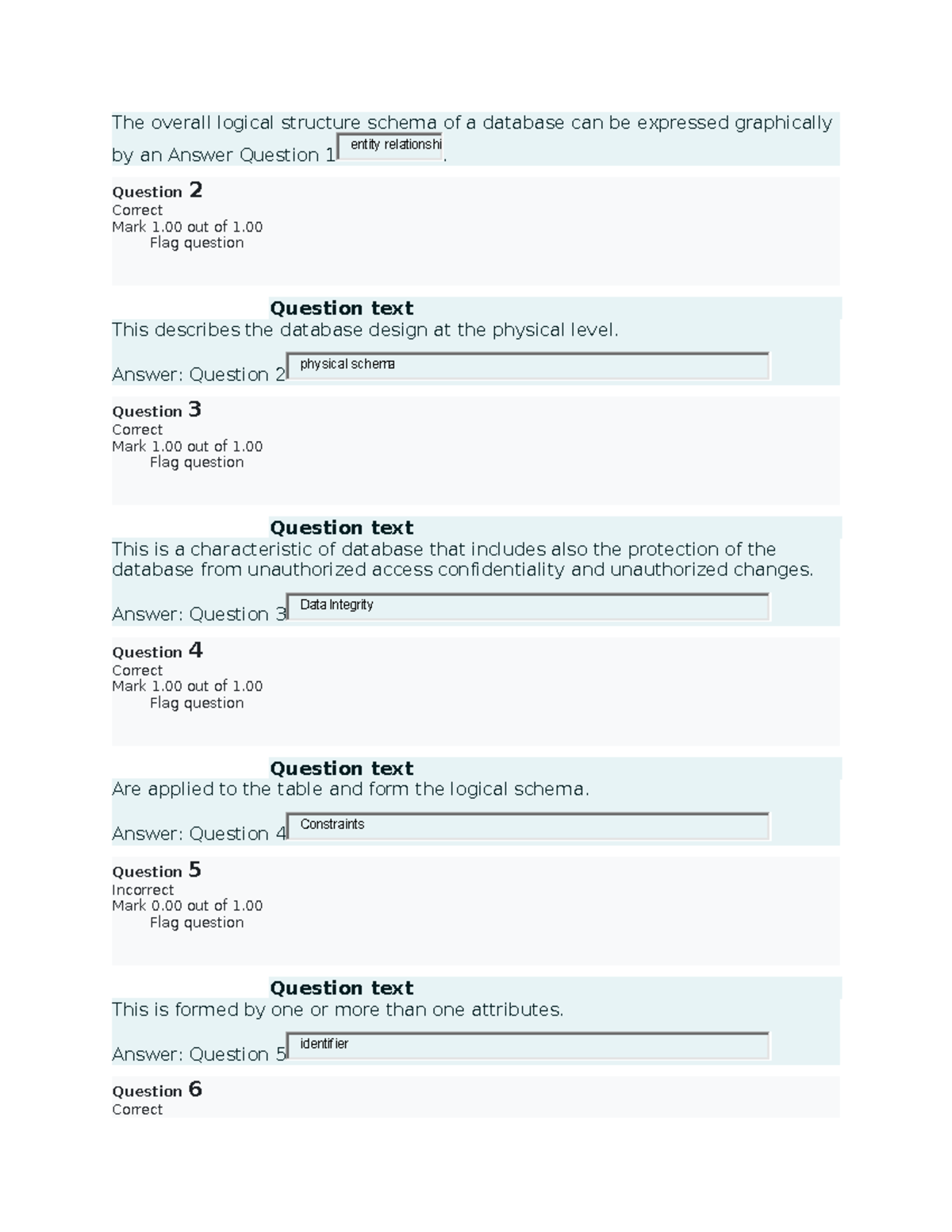 Database Management System PRELIM QUIZ 1 Answers & Explanations - Studocu