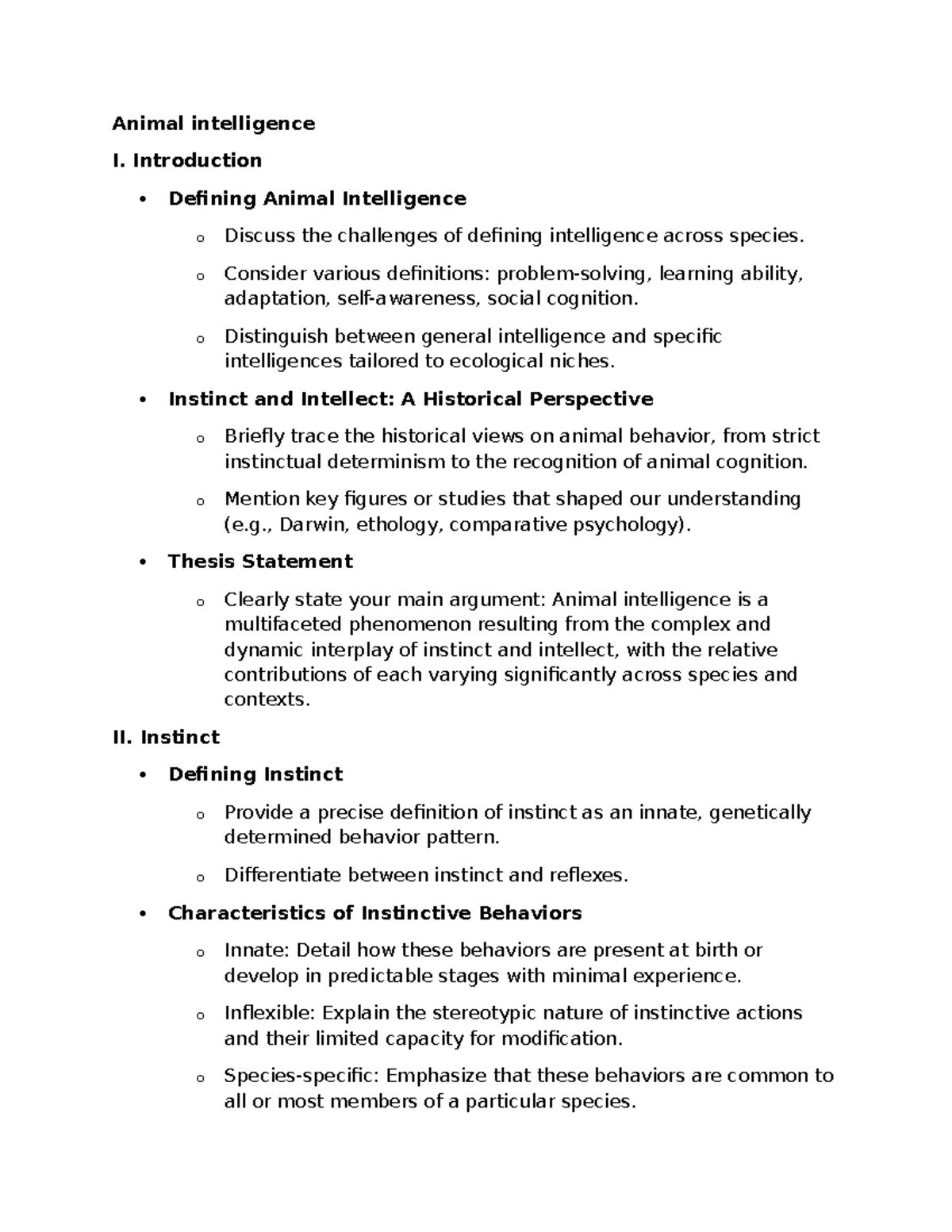 Animal intelligence - reading 4 - Animal intelligence I. Introduction ...