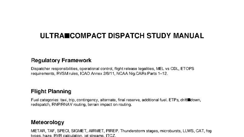 Ultra Compact Dispatch Study Manual: Regulatory Framework & Operations ...