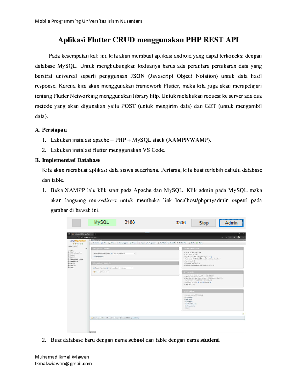 CRUD Flutter REST API dengan PHP & MySQL - Mobile Programming - Studocu