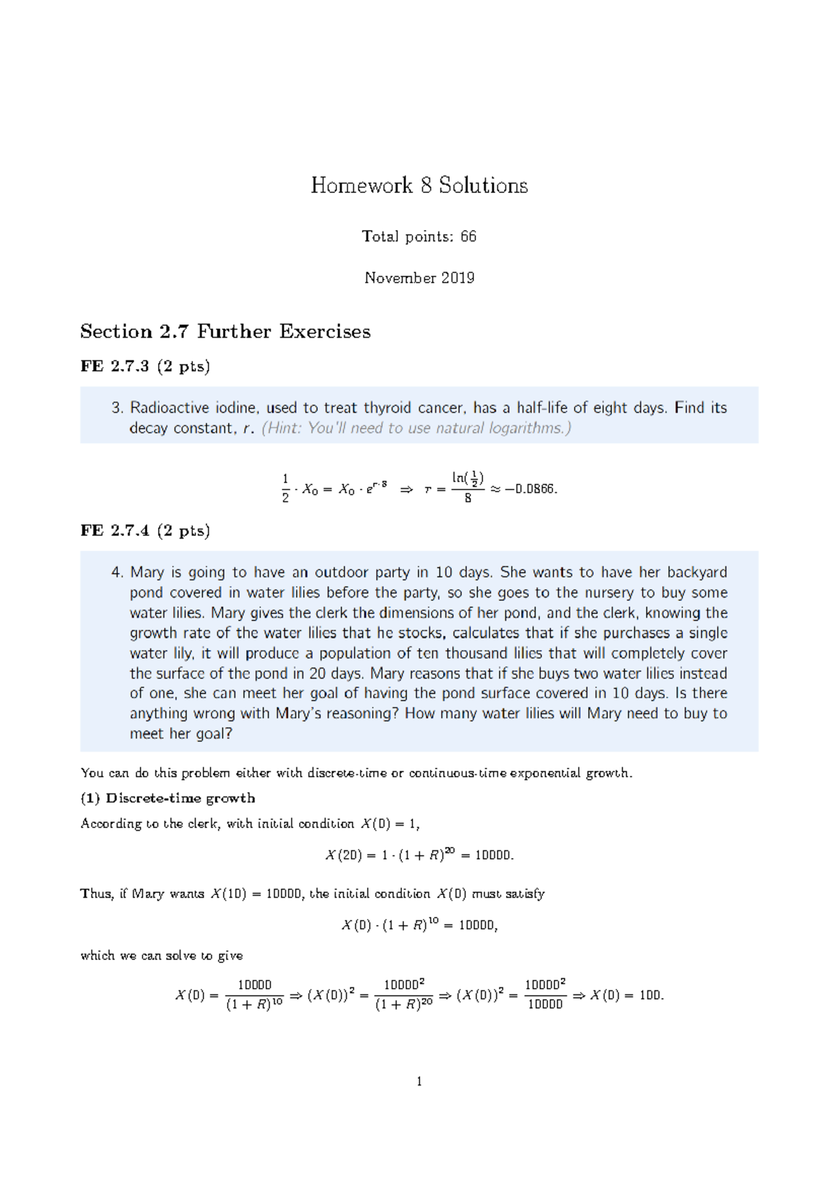 LS 30A-3 Homework 8 Detailed Solutions and Exercises - Studocu