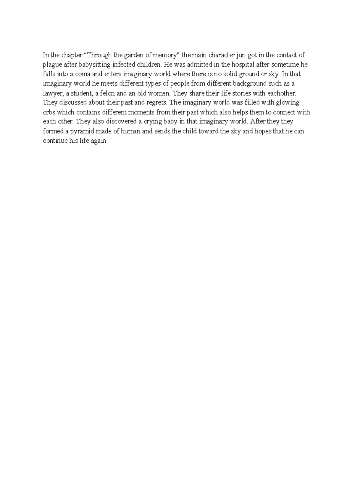 Chapter Analysis: The Garden of Jun's Imaginary World - VBJH - Studocu