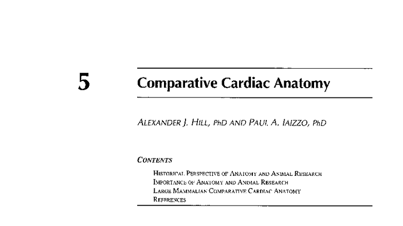 Comparative Cardiac Anatomy: Insights from Large Mammals - Studocu