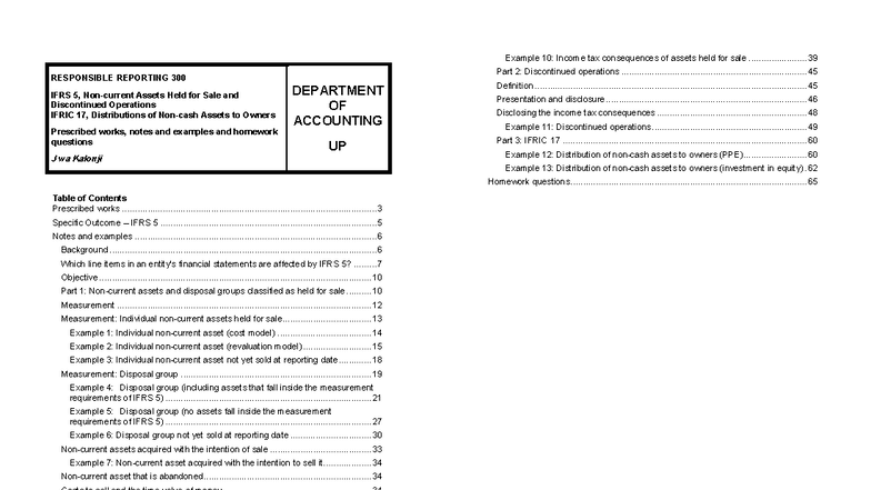 IFRS 5 & IFRIC 17: Prescribed Work, Notes, Examples & Questions 2025 ...