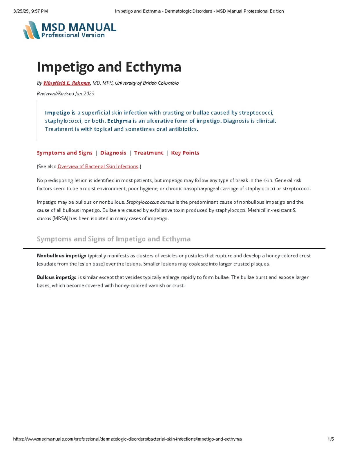Impetigo and Ecthyma - Dermatologic Disorders - MSD Manual Professional ...
