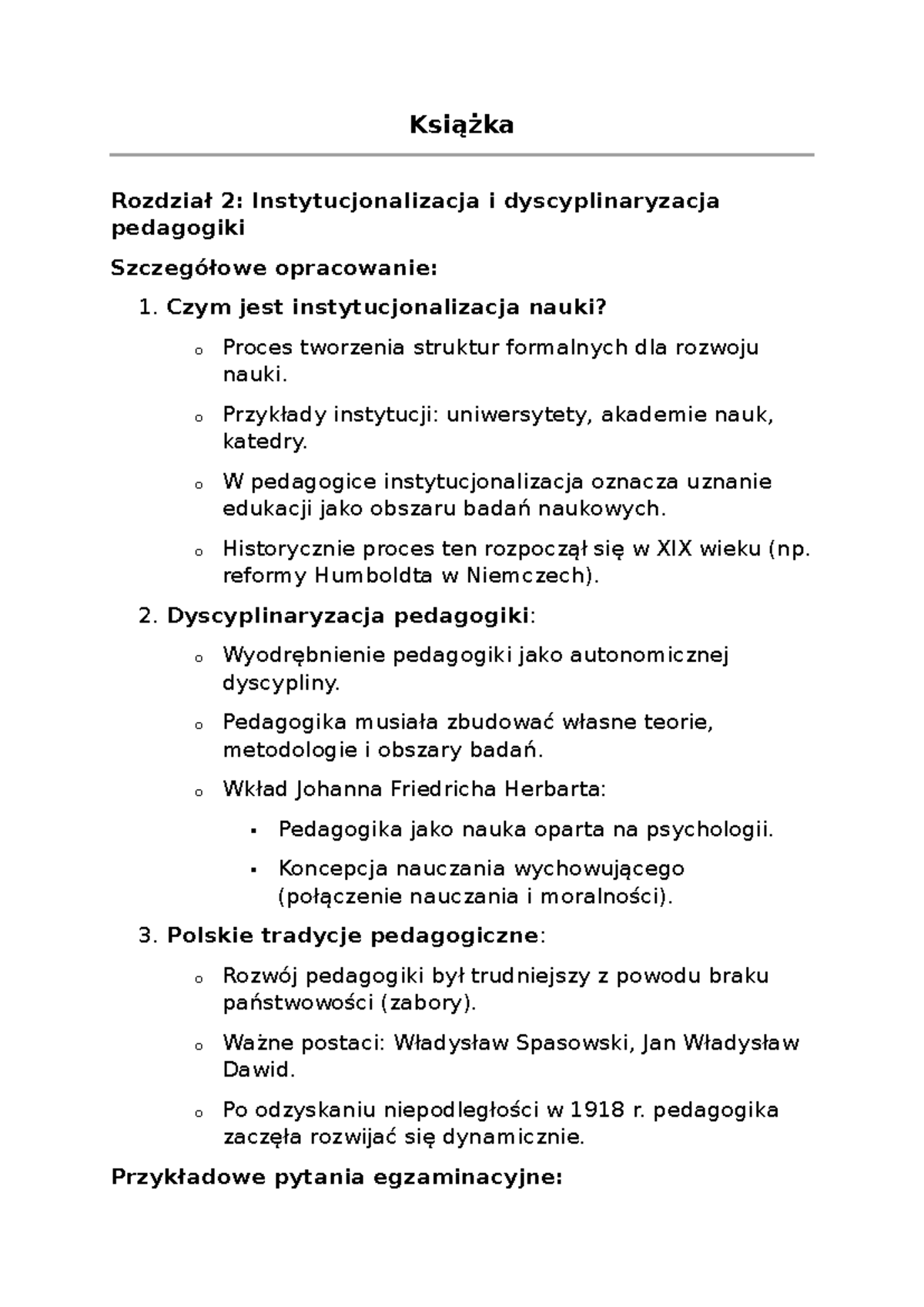 Pedagogika ogólna: Notatki z rozdziałów i zagadnień kluczowych - Studocu