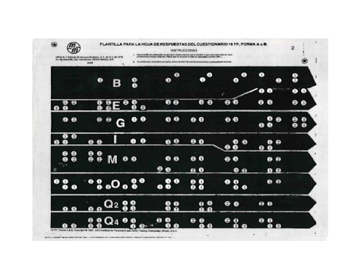 Plantillas 16 PF - Instrucciones y Respuestas para CUESTIONARIO 16 FP - Studocu