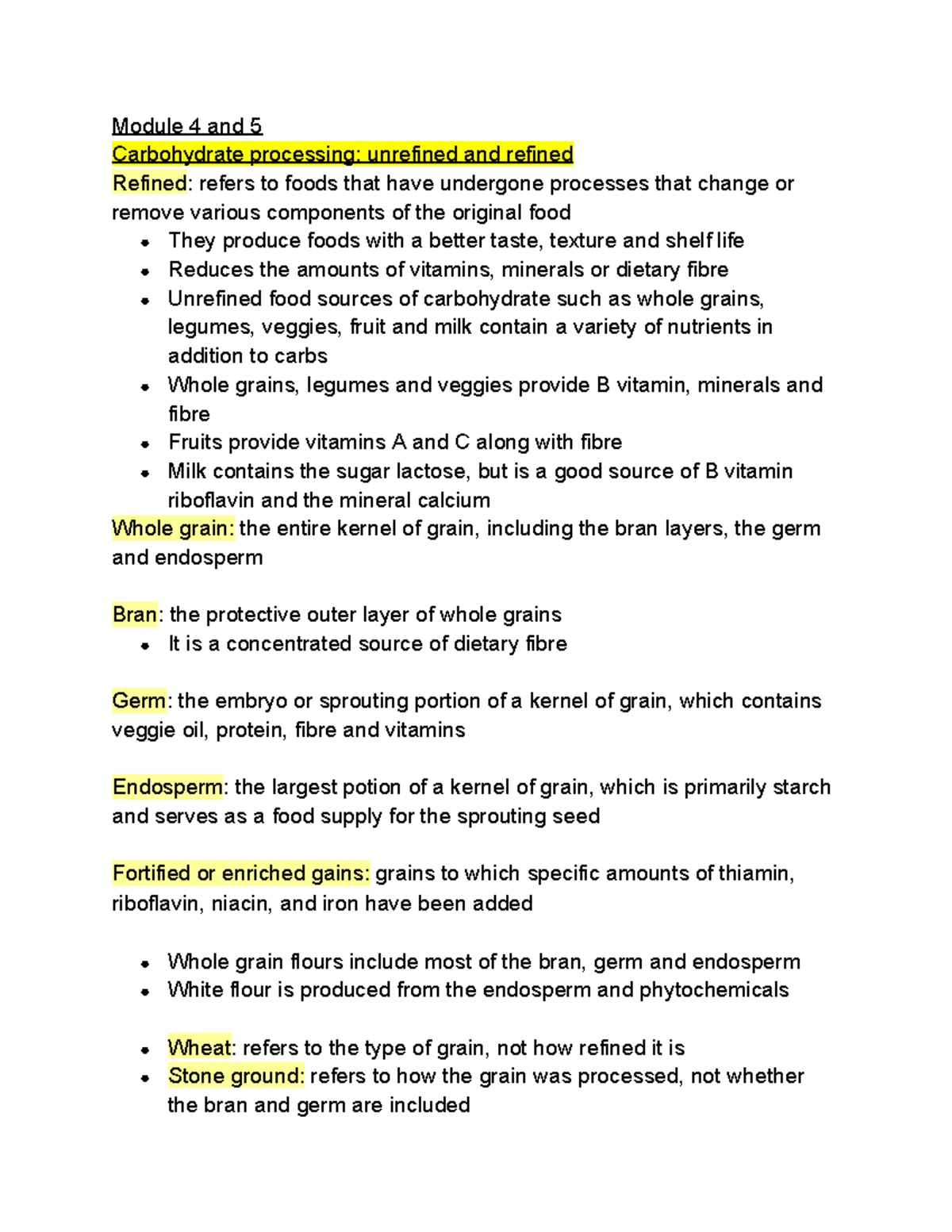 Module 4 and 5 carbs - Module 4 and 5 Carbohydrate processing ...