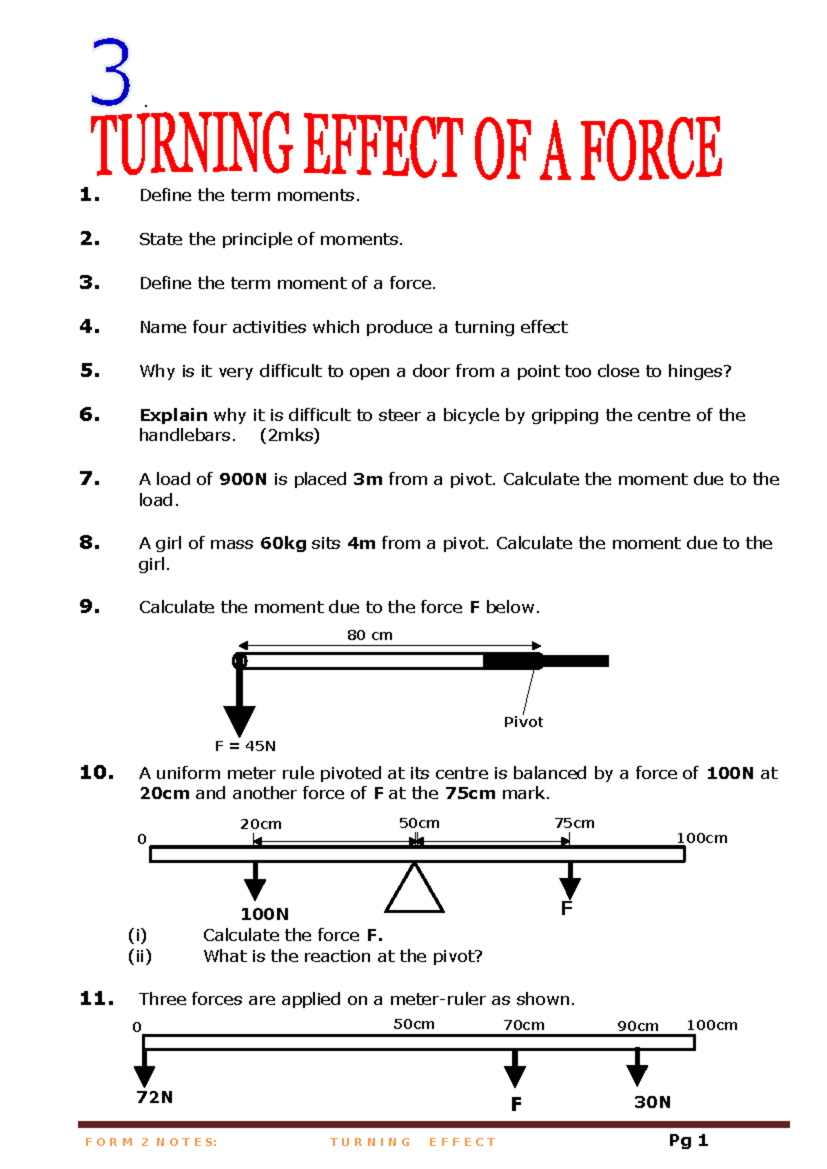 2.2 Turning Effect (11) - Moments and Calculations - Studocu