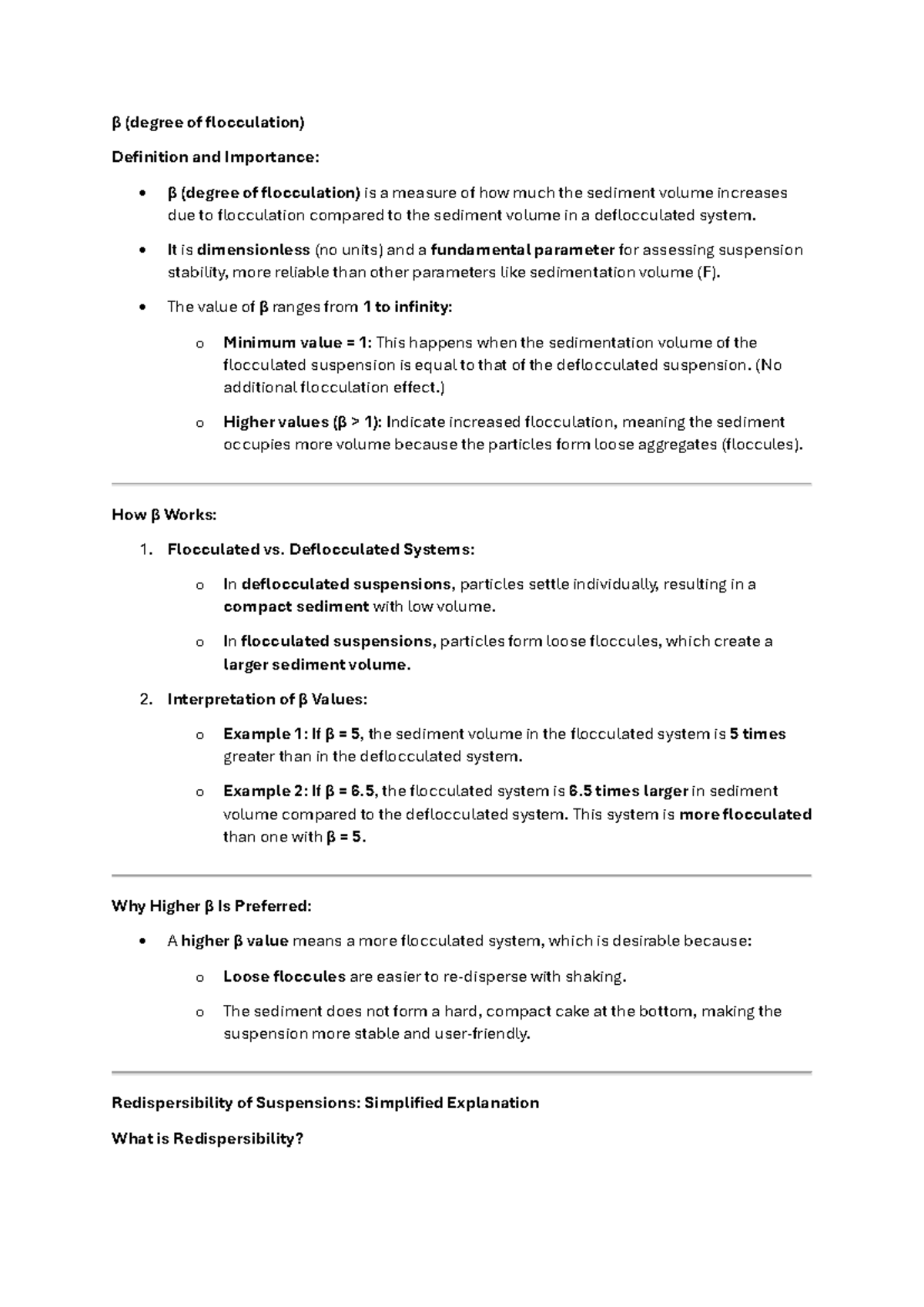 β - Degree of Flocculation: Definition, Importance, and Function - Studocu