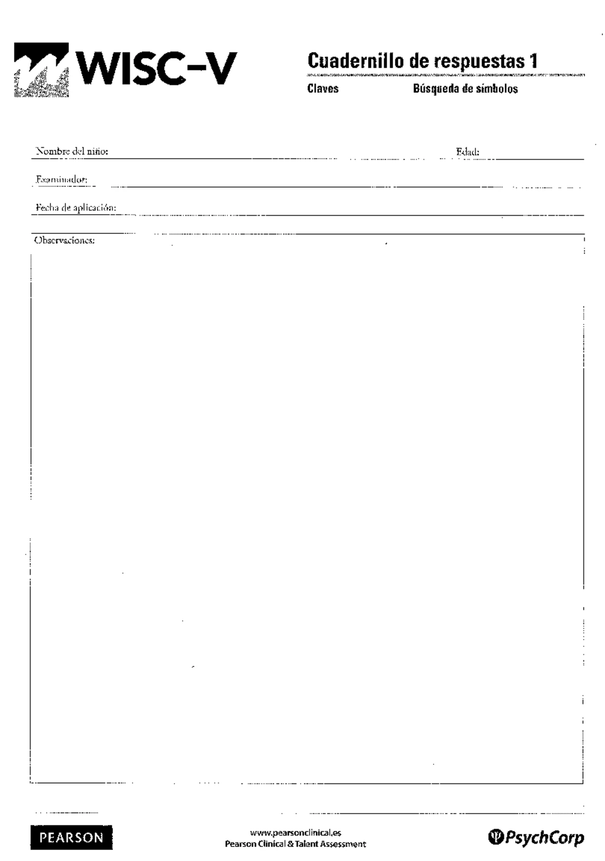 Cuadernillo 2 Wisc-V: Estímulos Visuales y Aritmética - Studocu