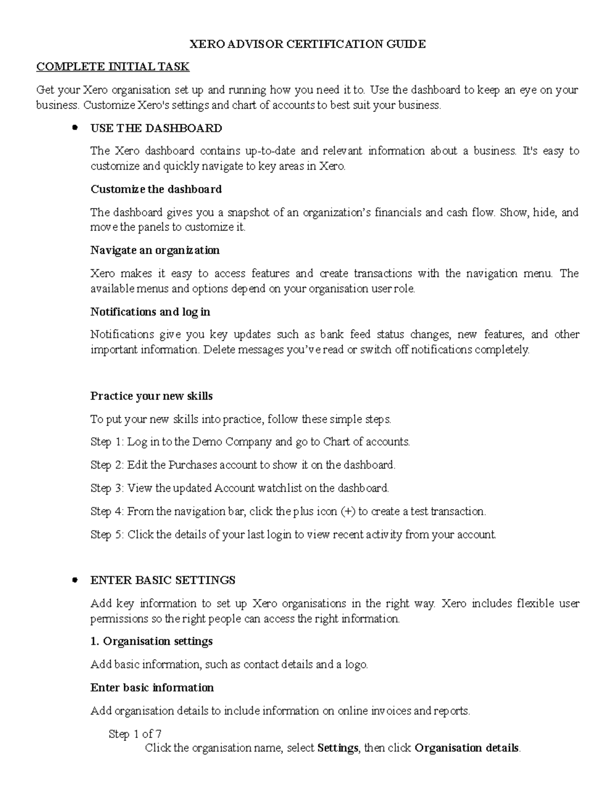 XERO Advisor Certification Module - XERO ADVISOR CERTIFICATION GUIDE ...