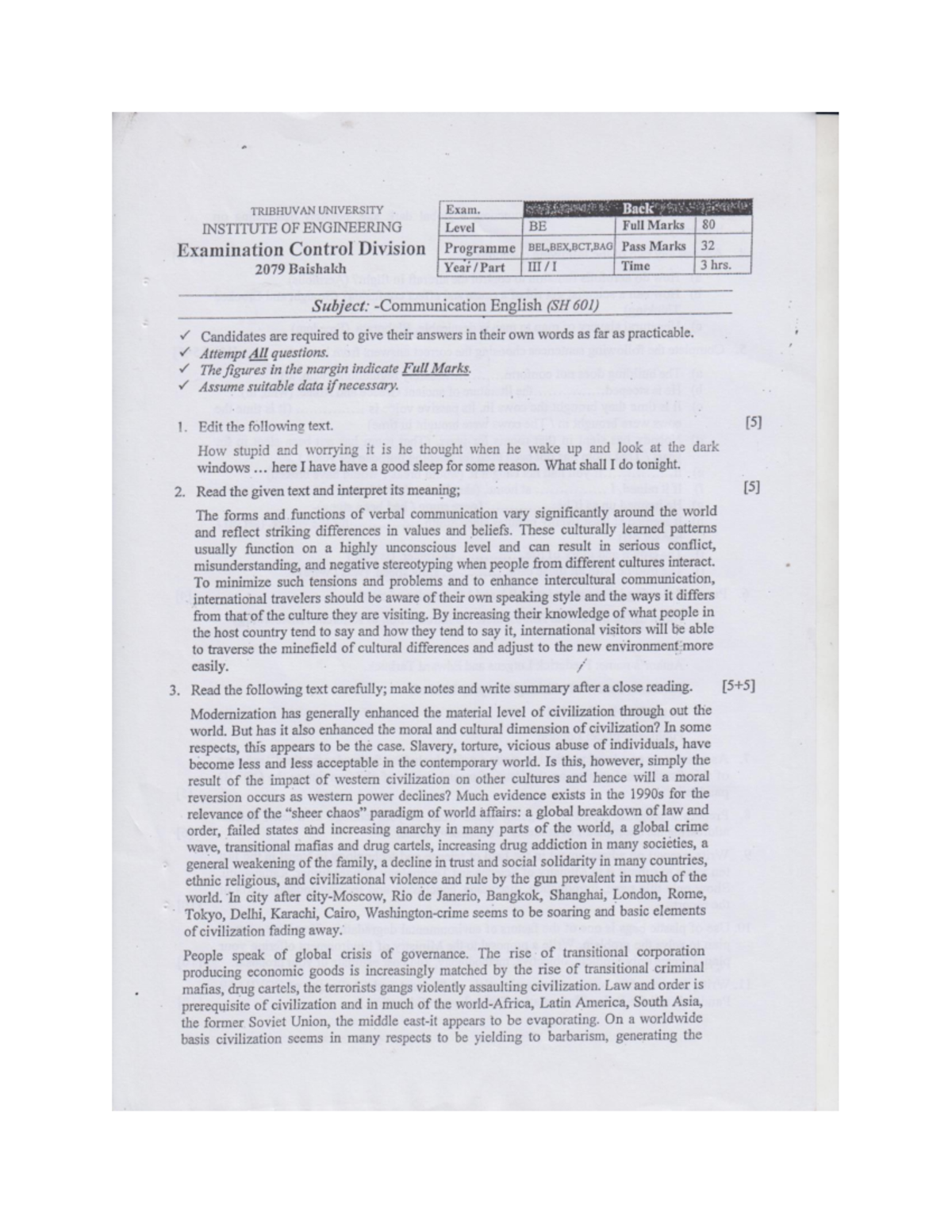 Communication English (SH601) Exam Preparation Notes - Studocu