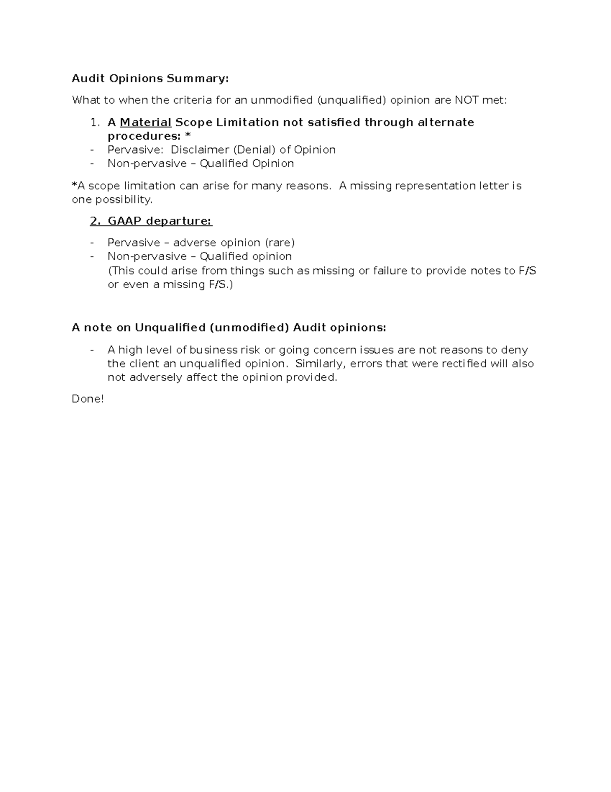 Audit Opinions - Summary - Audit Opinions Summary: What to when the ...