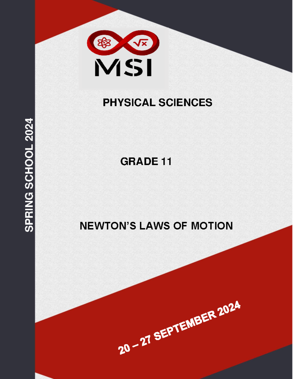 Newton's Laws of Motion (Grade 11) - Spring School 2024 Exam Guide ...