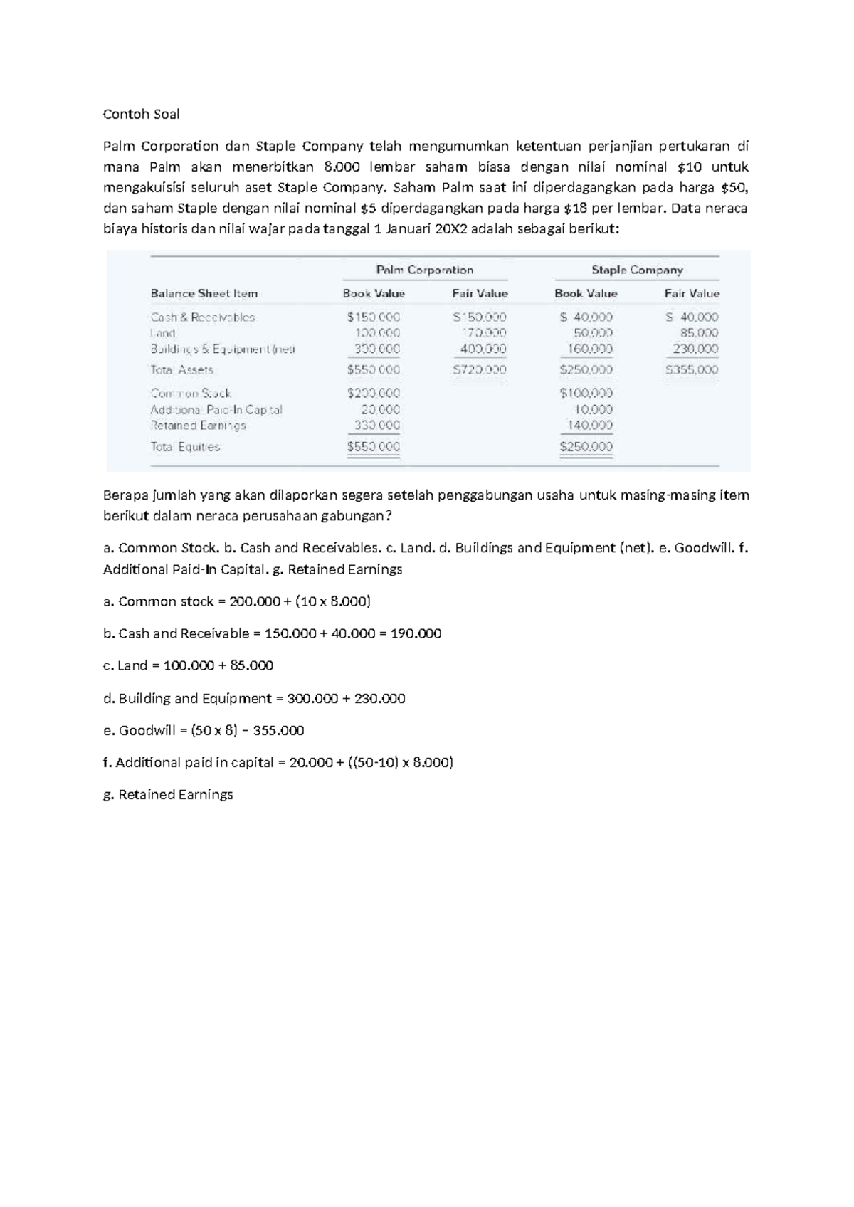 Contoh Soal Midterm - Penggabungan Usaha dalam Akuntansi Lanjutan - Studocu
