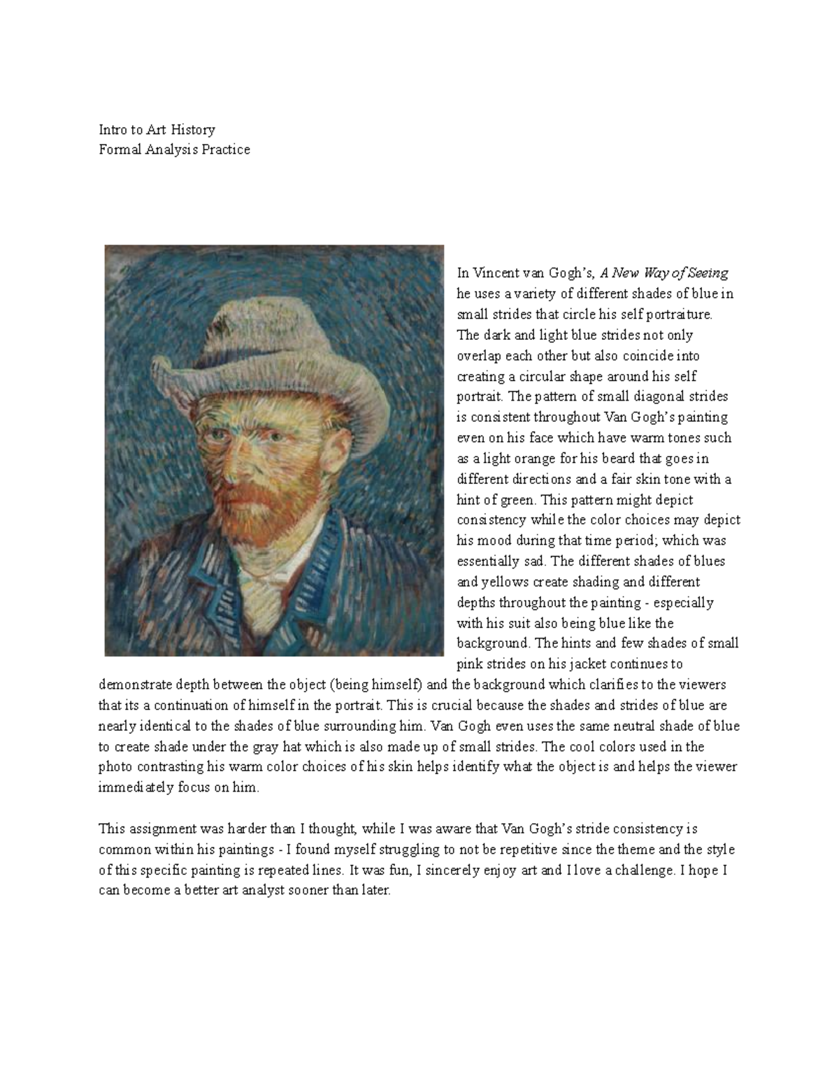 Formal Analysis Practice - Van Gogh - Intro to Art History Formal ...
