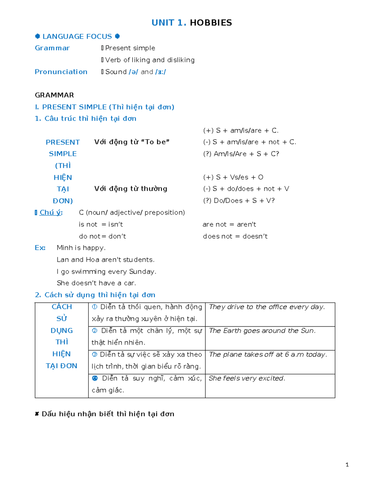 UNIT 1 - Grade 7: Hobbies and Language Focus - Studocu