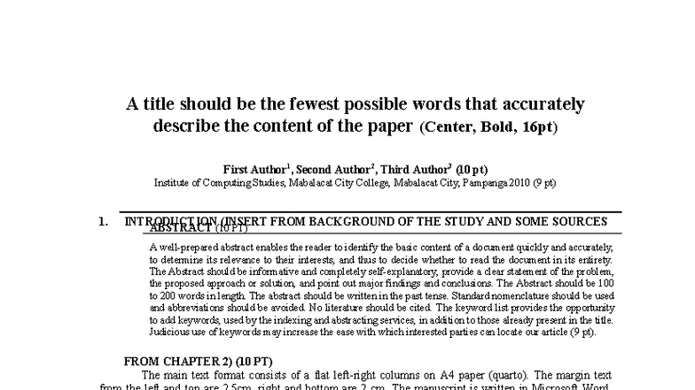 IMRaD Format Guidelines for Research Papers - Studocu