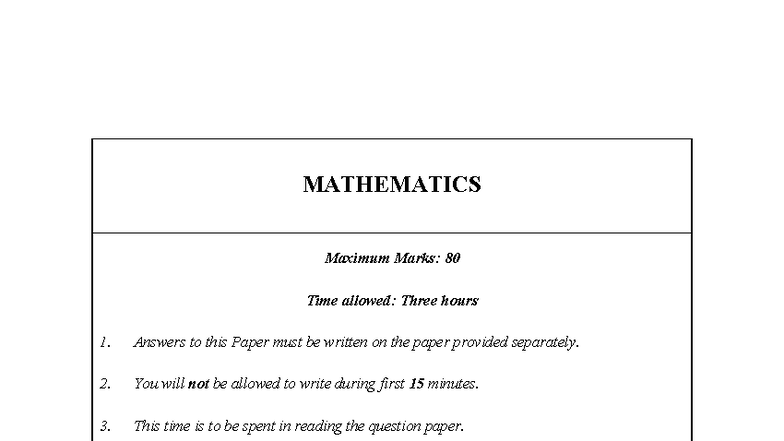 ICSE 2025 - 511 MAT - Question Paper for Final Exam - Studocu