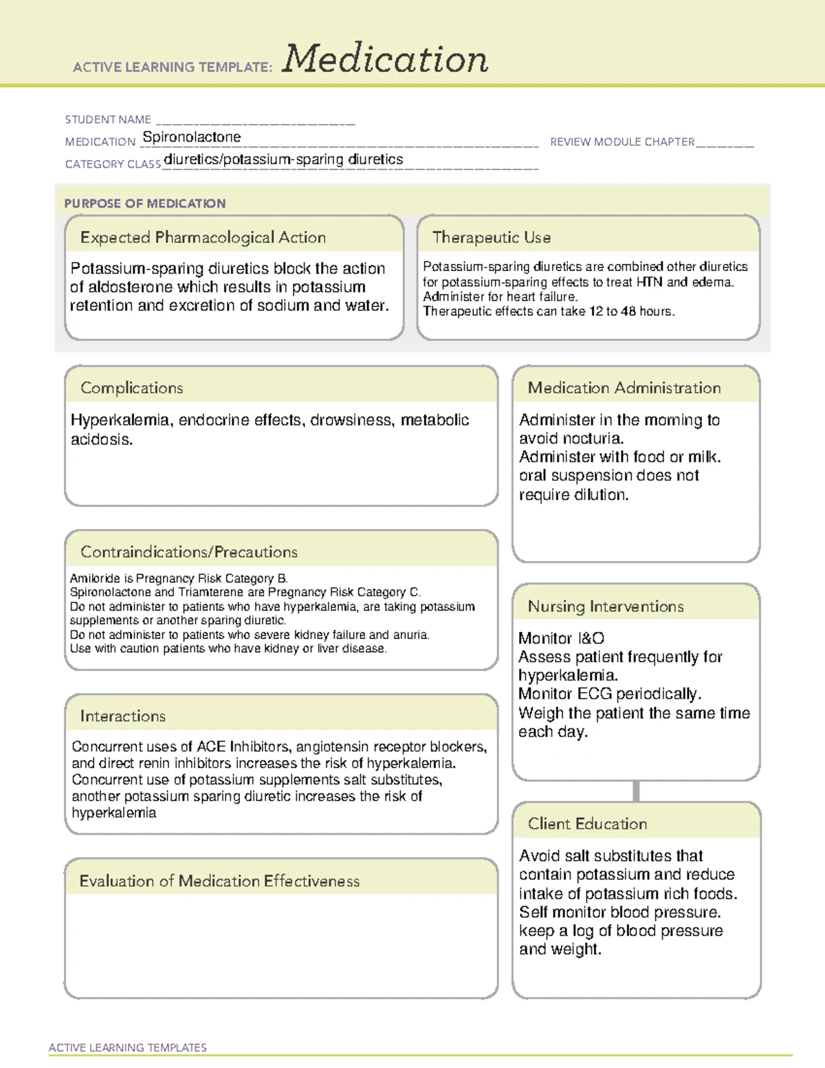 ATI Medication Template: Albuterol (inhaler) - ACTIVE LEARNING ...