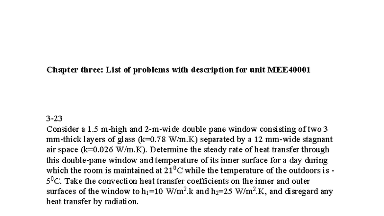 Chapter 3: Problem Descriptions for MEE40001 Analysis - Studocu