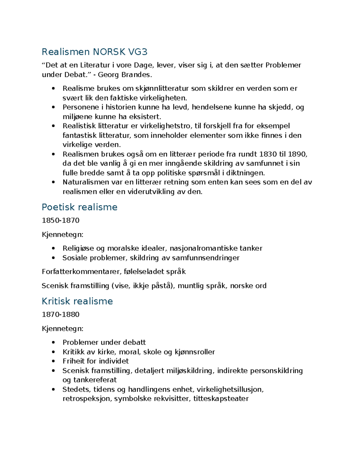Realismen i Litteraturen: En Analyse av NORSK VG3 - Studocu