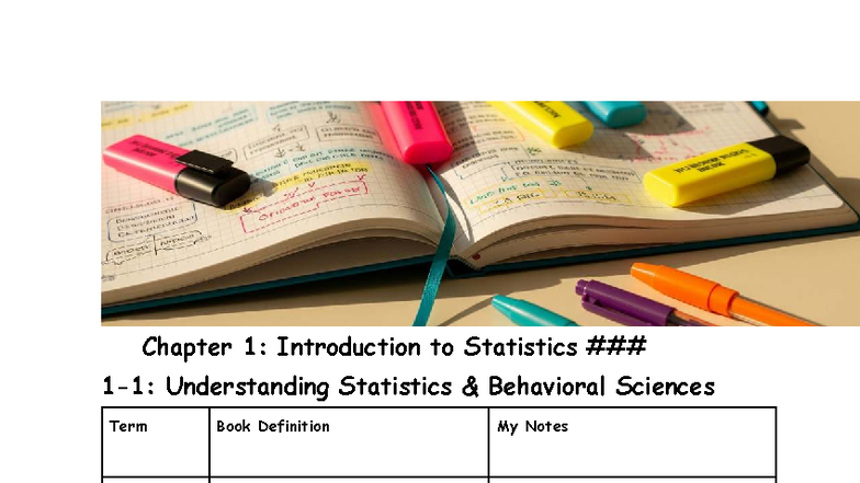 Chapter 1: Intro to Statistics for Behavioral Sciences (Term Book) - Studocu