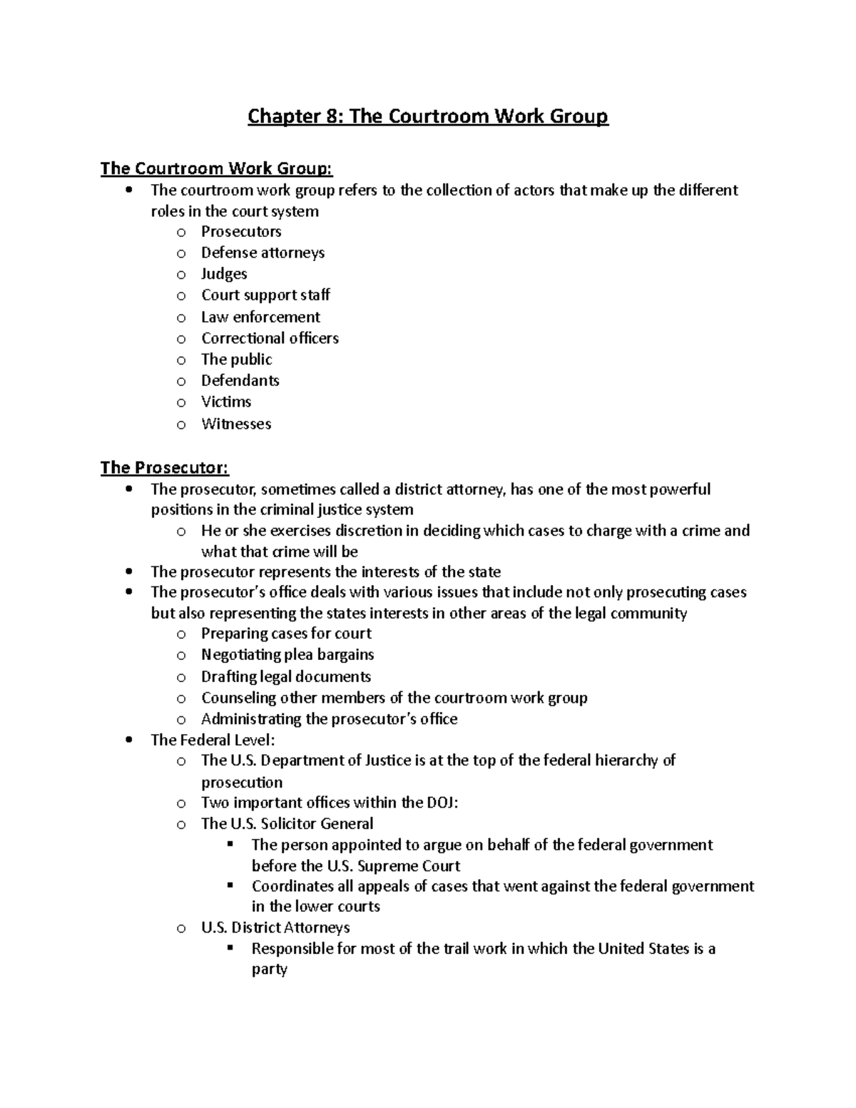 Chapter 8 - Understanding the Courtroom Work Group Dynamics - Studocu