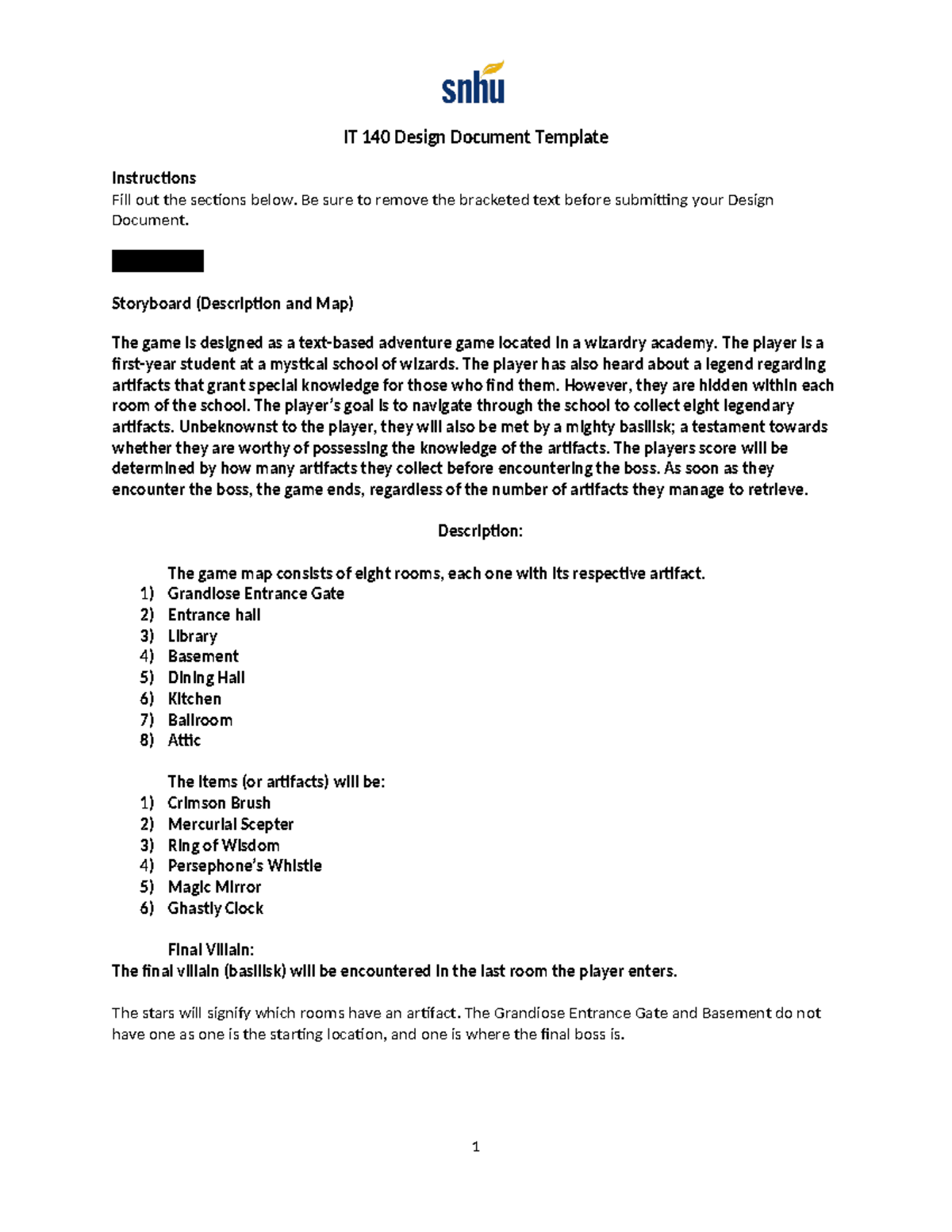 IT 140 Design Document Template - IT 140 Design Document Template ...