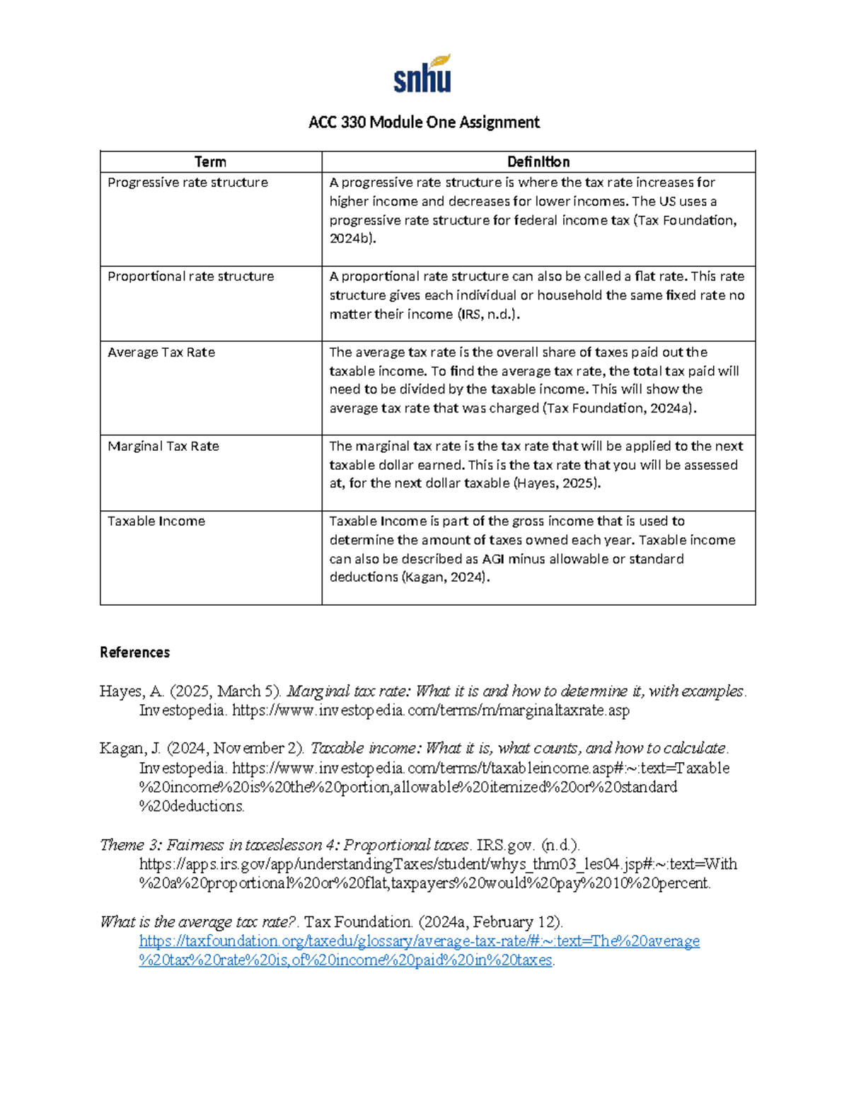 acc 330 module 1 assignment - ACC 330 Module One Assignment Term ...