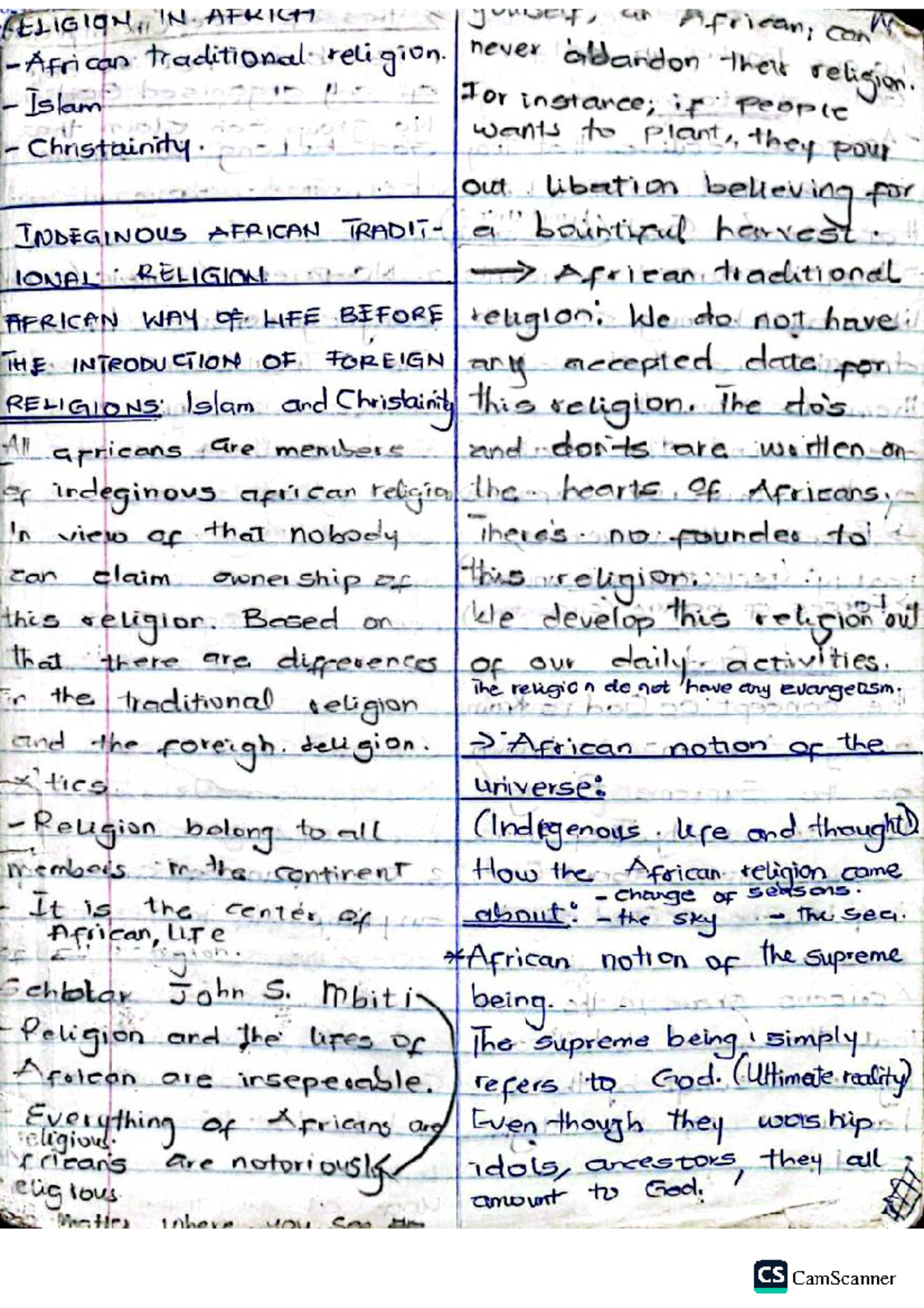 ASP 102A: Religion in Africa - Indigenous Beliefs and Foreign ...