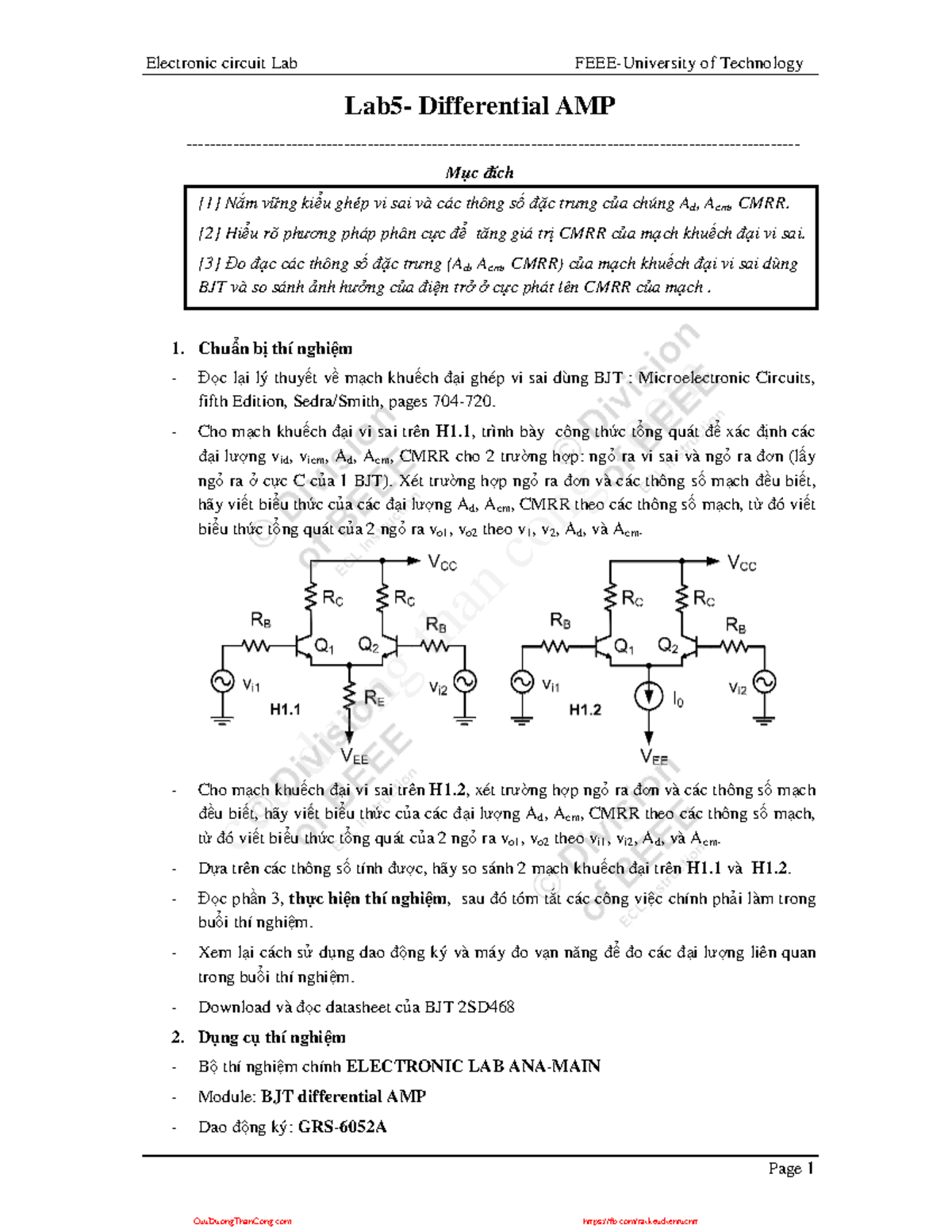 Thi-nghiem-mach-dien-tu lab5-differential-amp - [cuuduongthancong ...