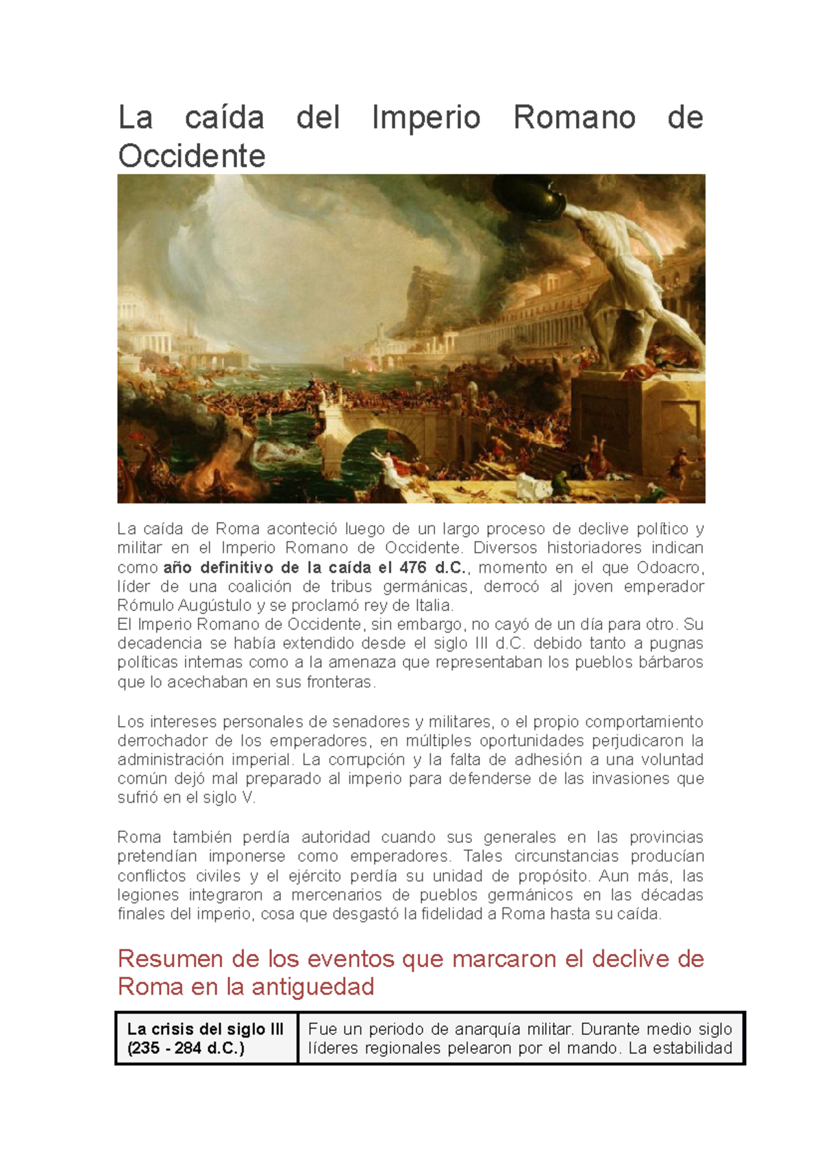 Datos Sobre La Caída De Roma