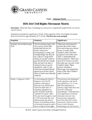 His-144-w6 - week 6 assignment - Name: Michelle Barrios HIS-144 Civil ...